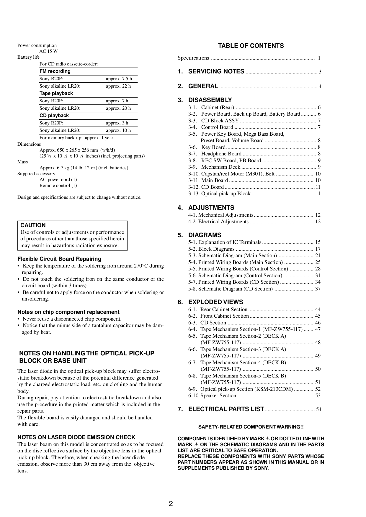 PDF manual for Sony Boombox CFD-ZW755