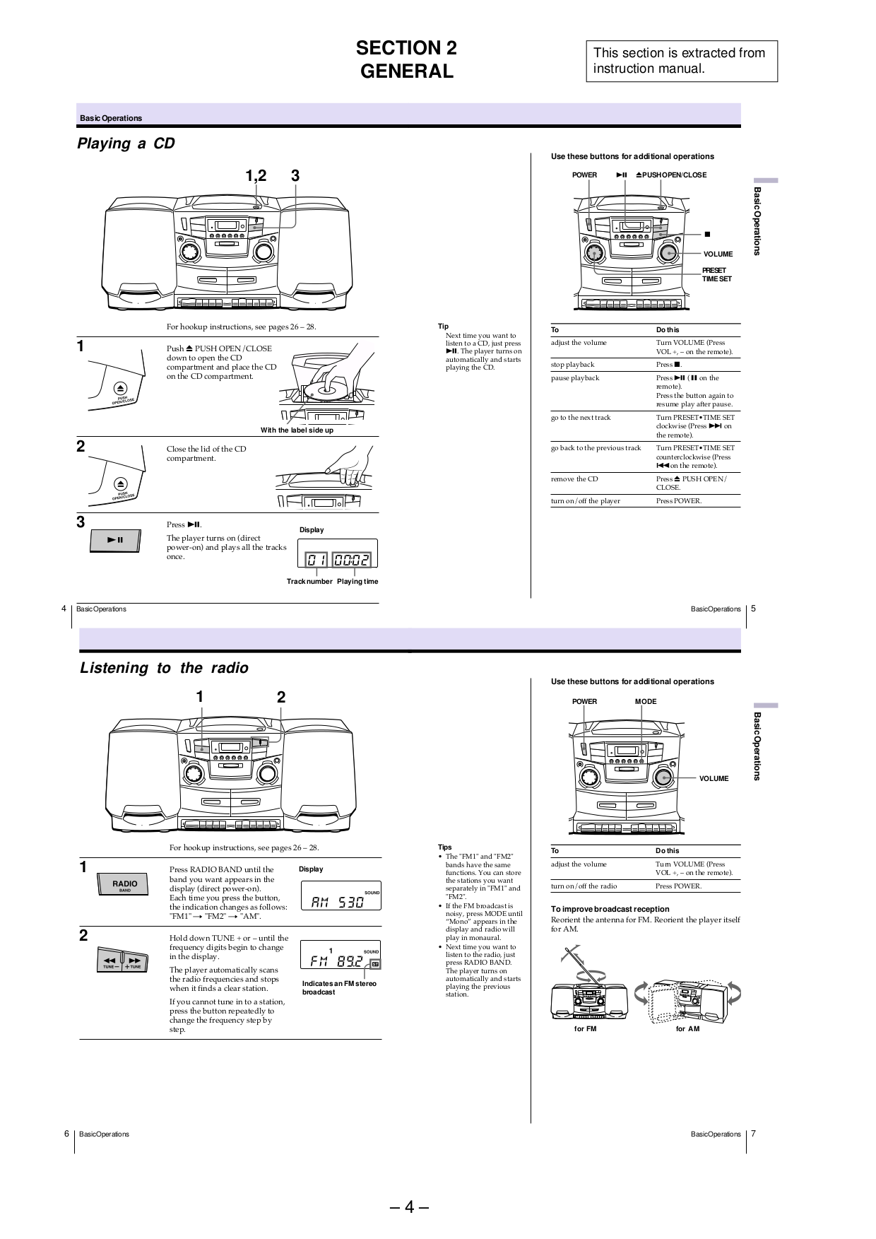 PDF manual for Sony Boombox CFD-ZW755