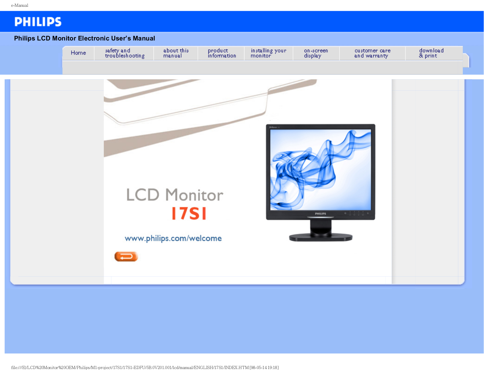 Download free pdf for Philips 107S Monitor manual