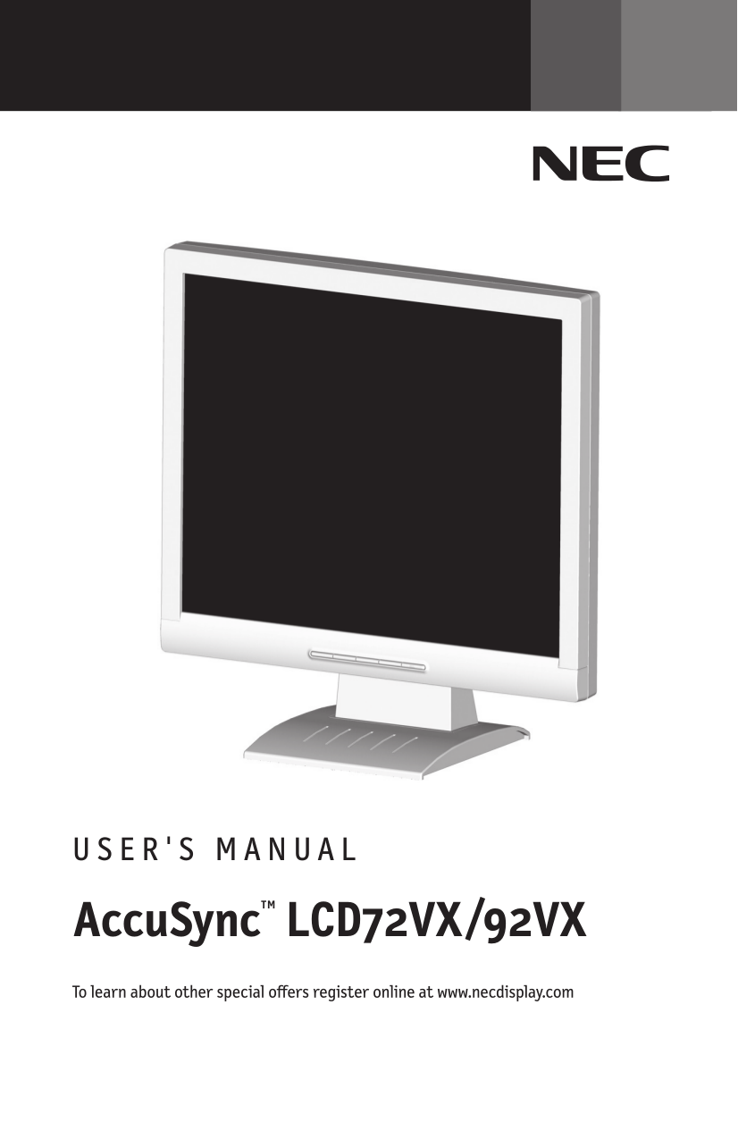 Download free pdf for NEC AccuSync LCD72VX Monitor manual