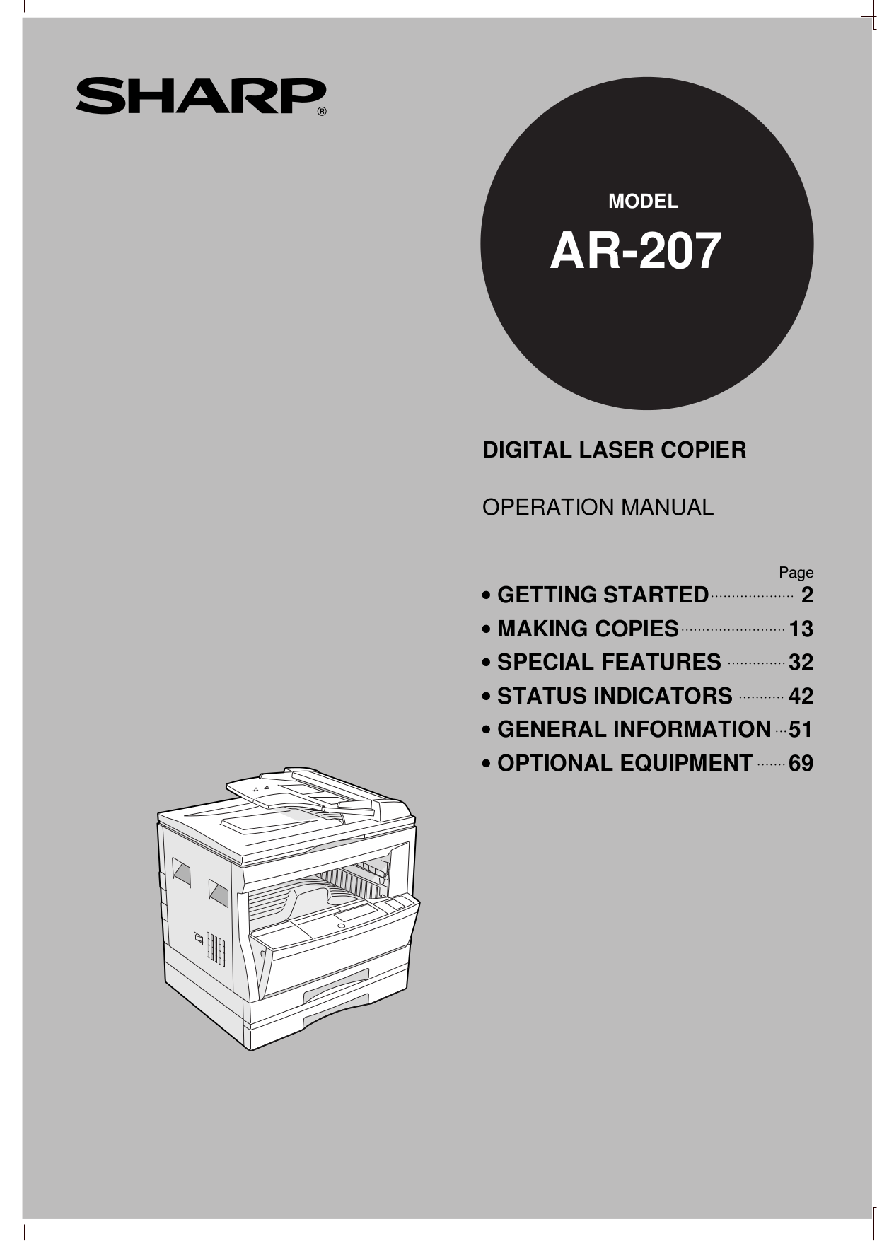 Download free pdf for Sharp AR-207 Copier manual