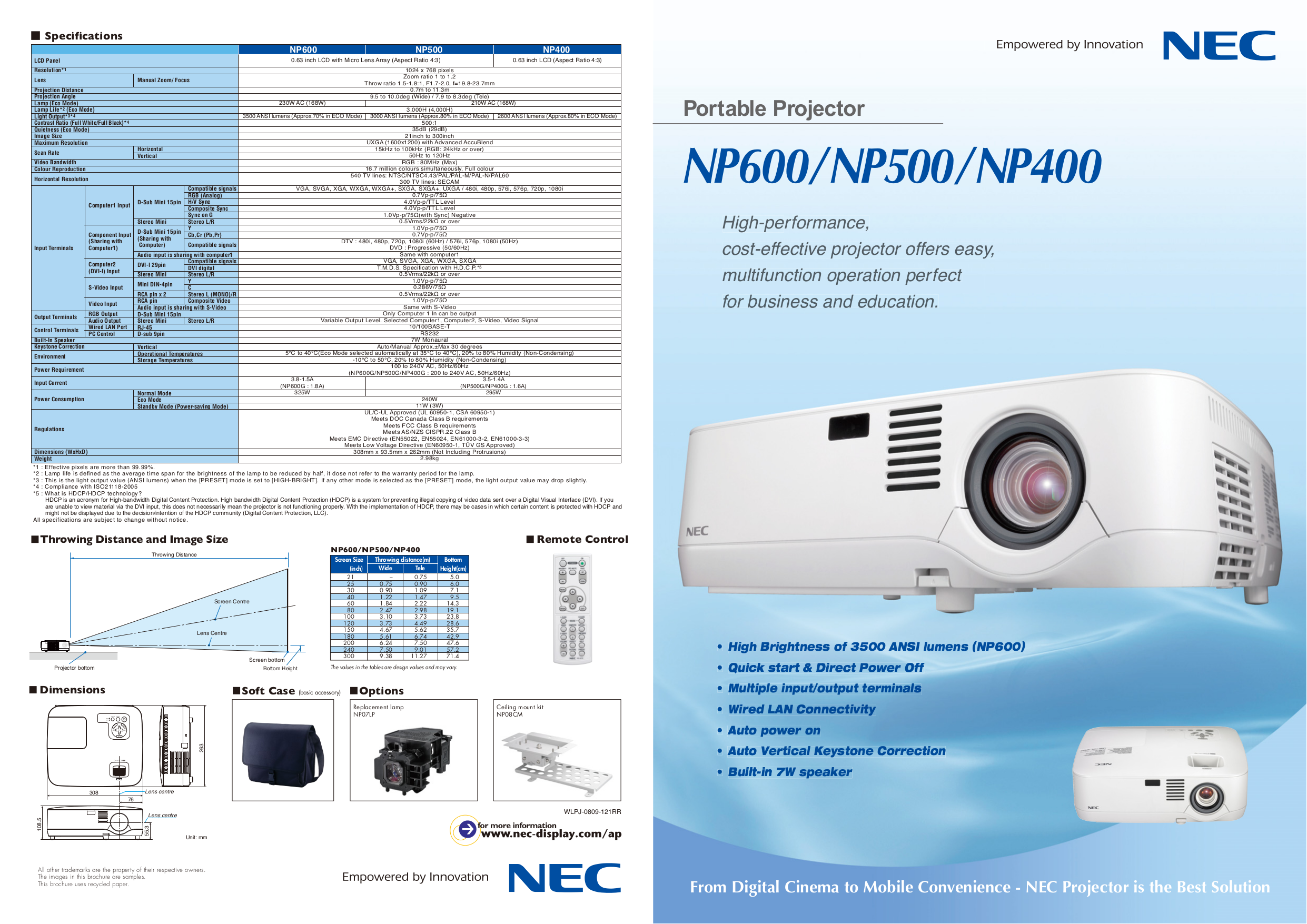 Download free pdf for NEC NP600S Projector manual