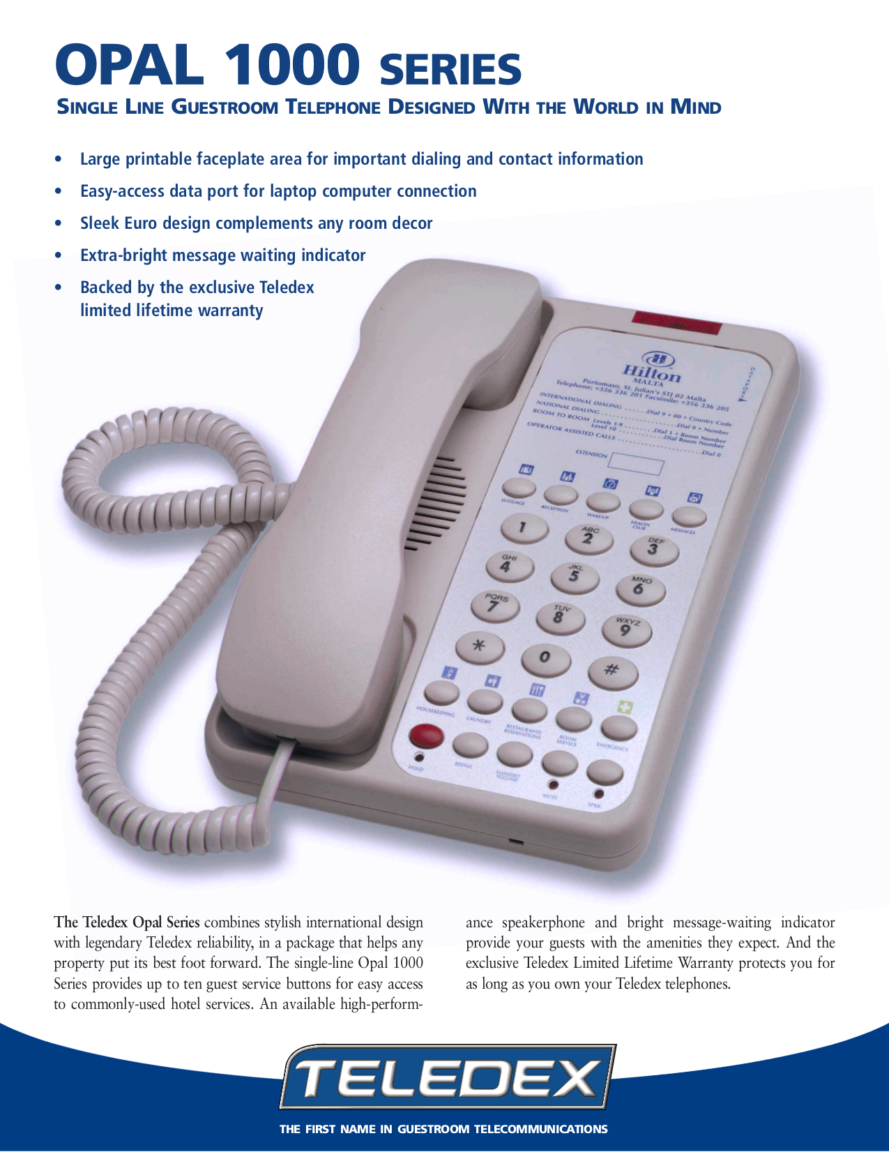 Download free pdf for Teledex Opal Series 1005 Telephone manual