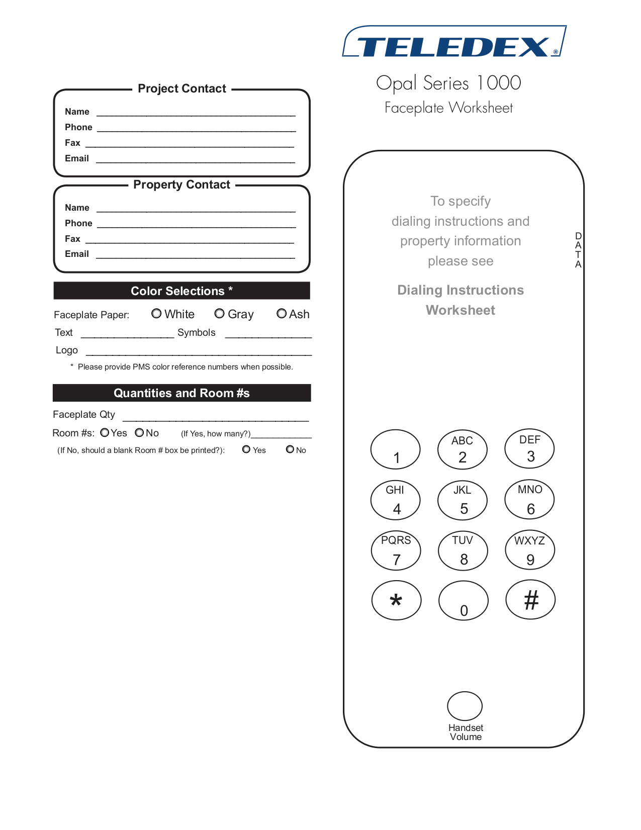 Download free pdf for Teledex Opal Series 1005 Telephone manual