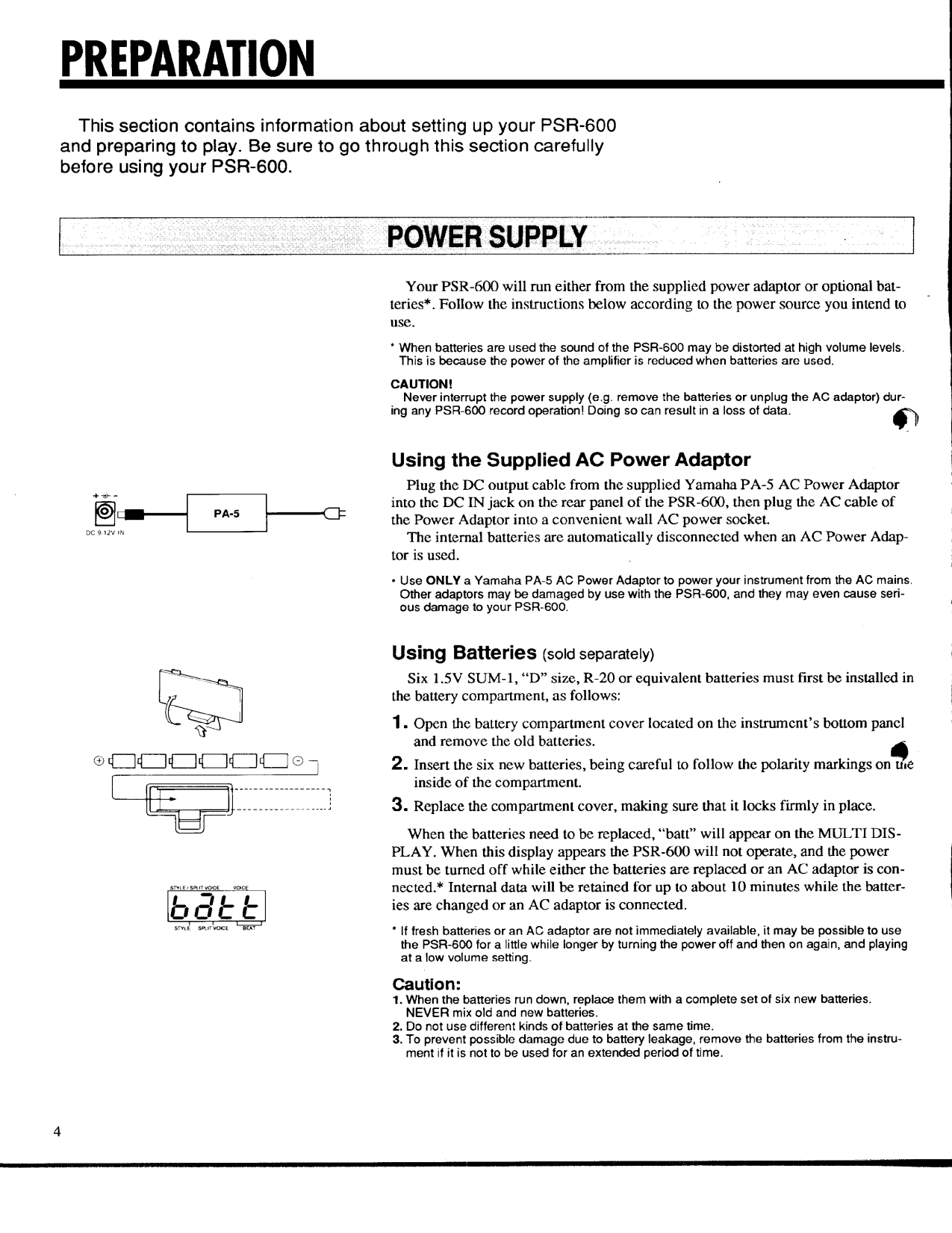 PDF manual for Yamaha Music Keyboard PSR-600