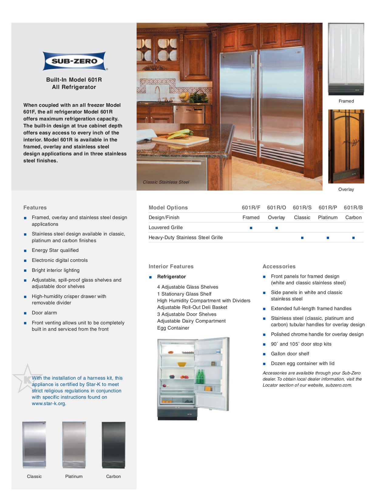 Download free pdf for Wolf Sub-Zero 601R Refrigerator manual