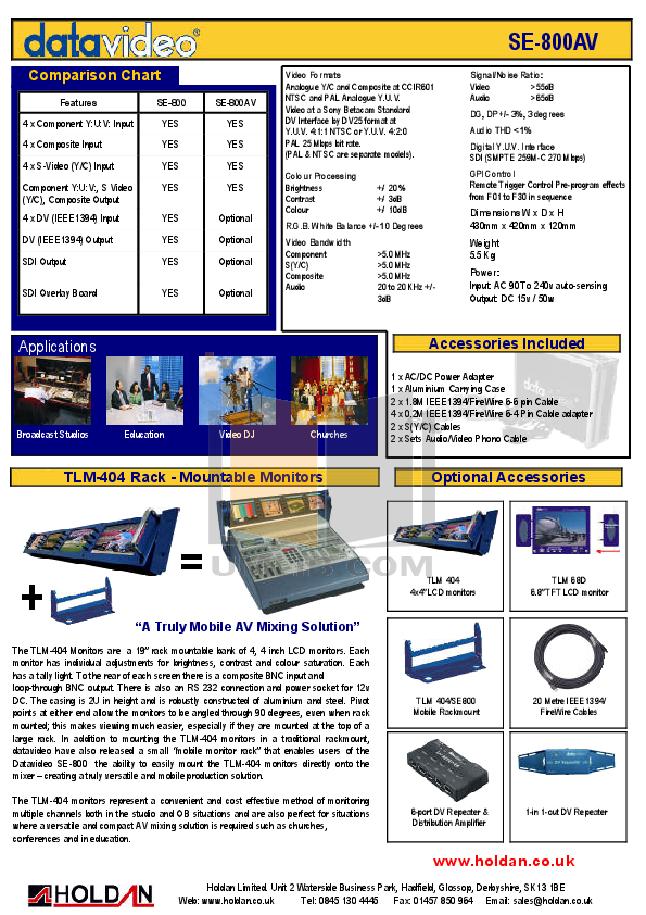 PDF manual for Datavideo Other SE-800 Switcher