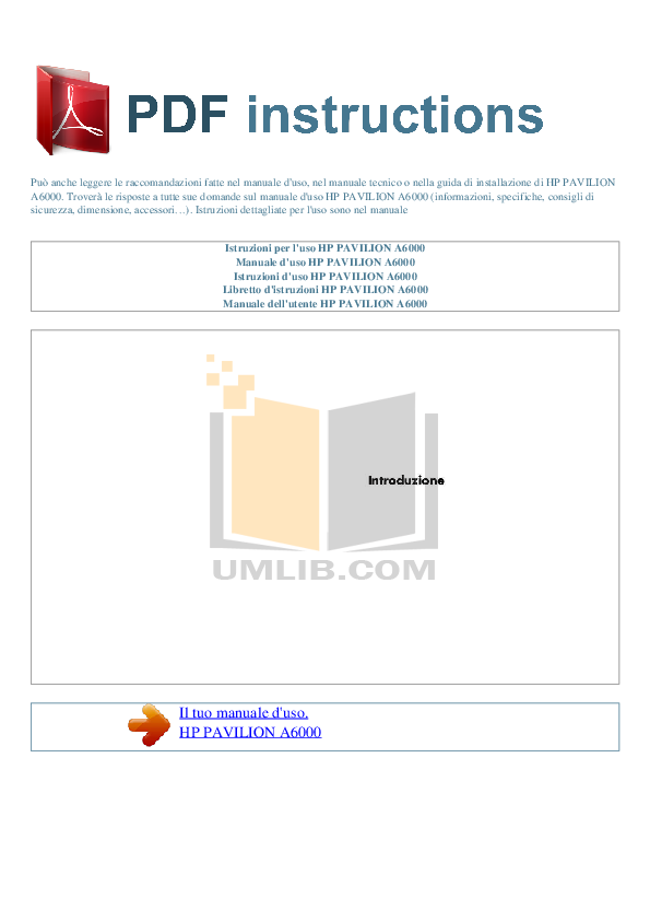 Download free pdf for HP Pavilion a6000 Desktop manual