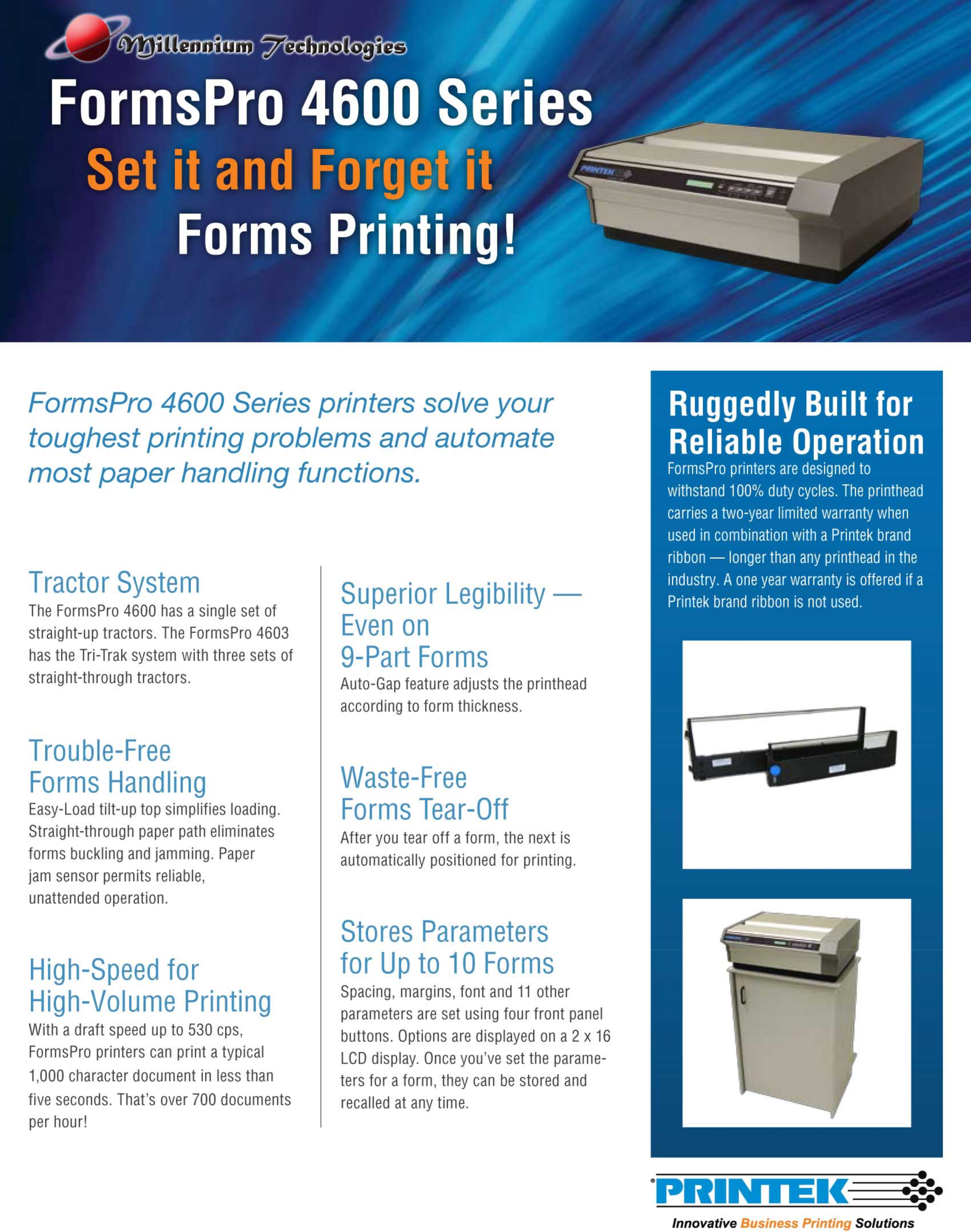 Download free pdf for Printek FormsPro 4603 Printer manual