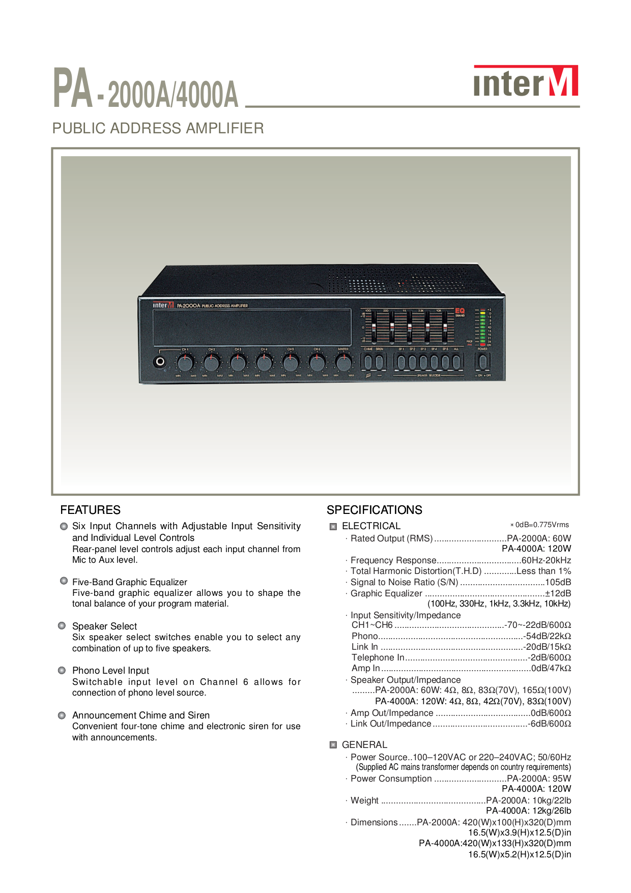 PDF manual for Inter-m Other PA-4000 Mixer-Amps Combo