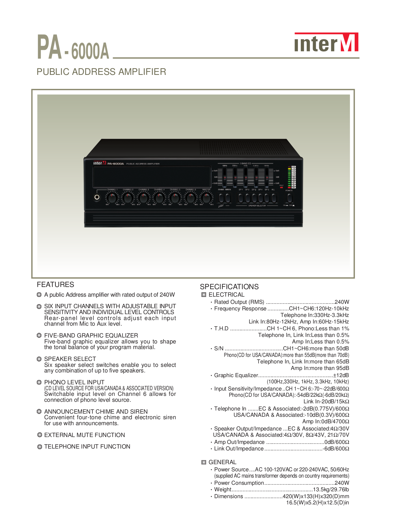 PDF manual for Inter-m Other PA-4000 Mixer-Amps Combo