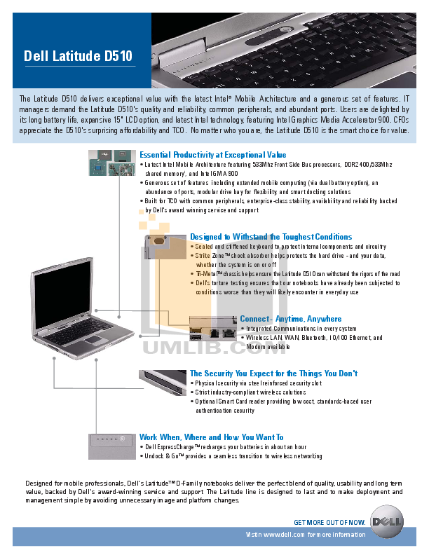 Download free pdf for Dell Latitude D510 Laptop manual