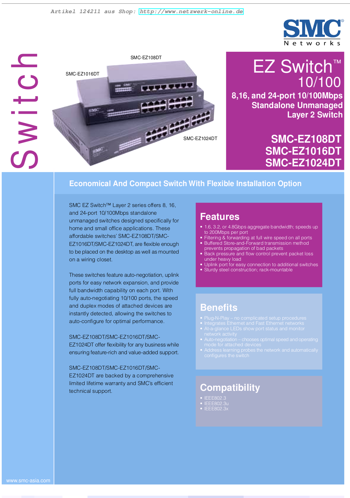 PDF manual for SMC Switch EZ Switch SMC-EZ1024DT