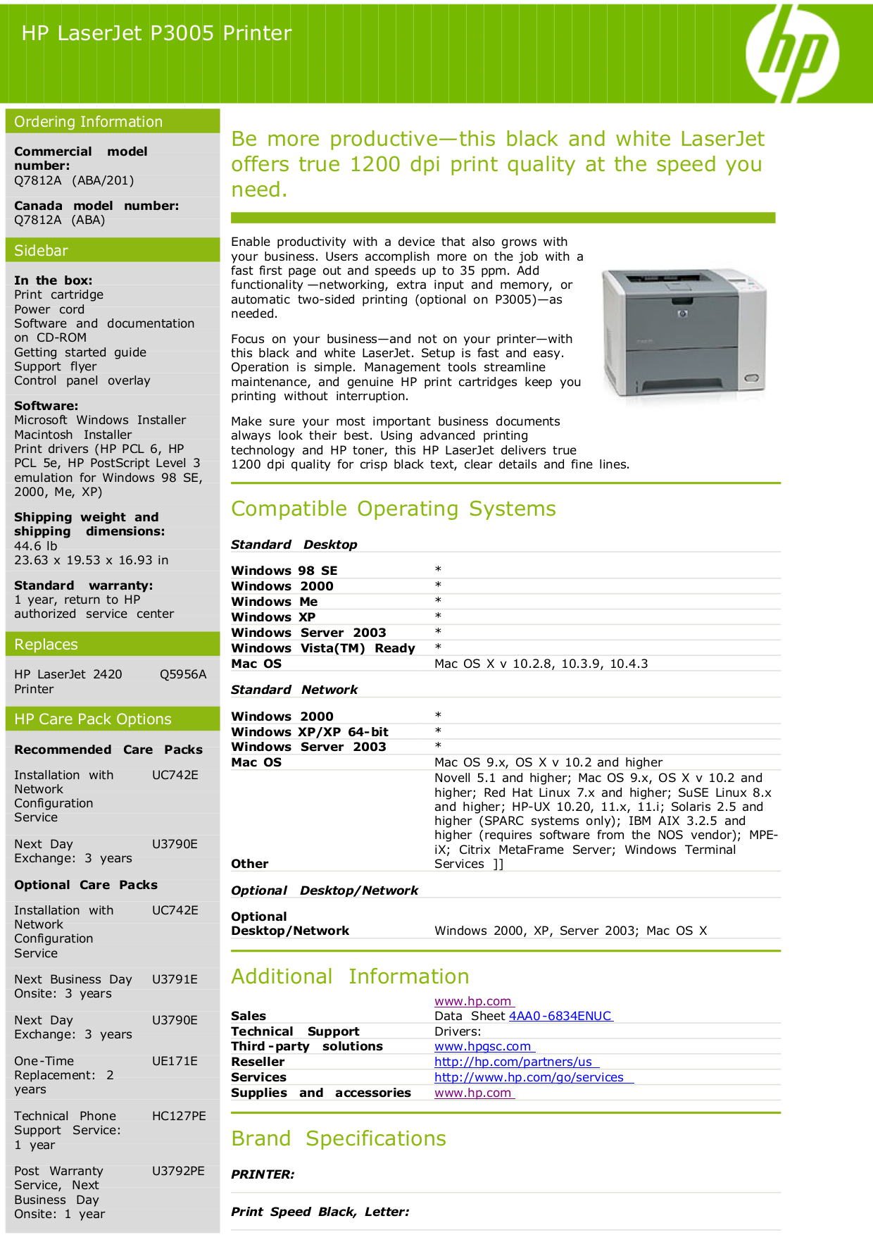 PDF manual for HP Printer Laserjet,Color Laserjet P3005dn
