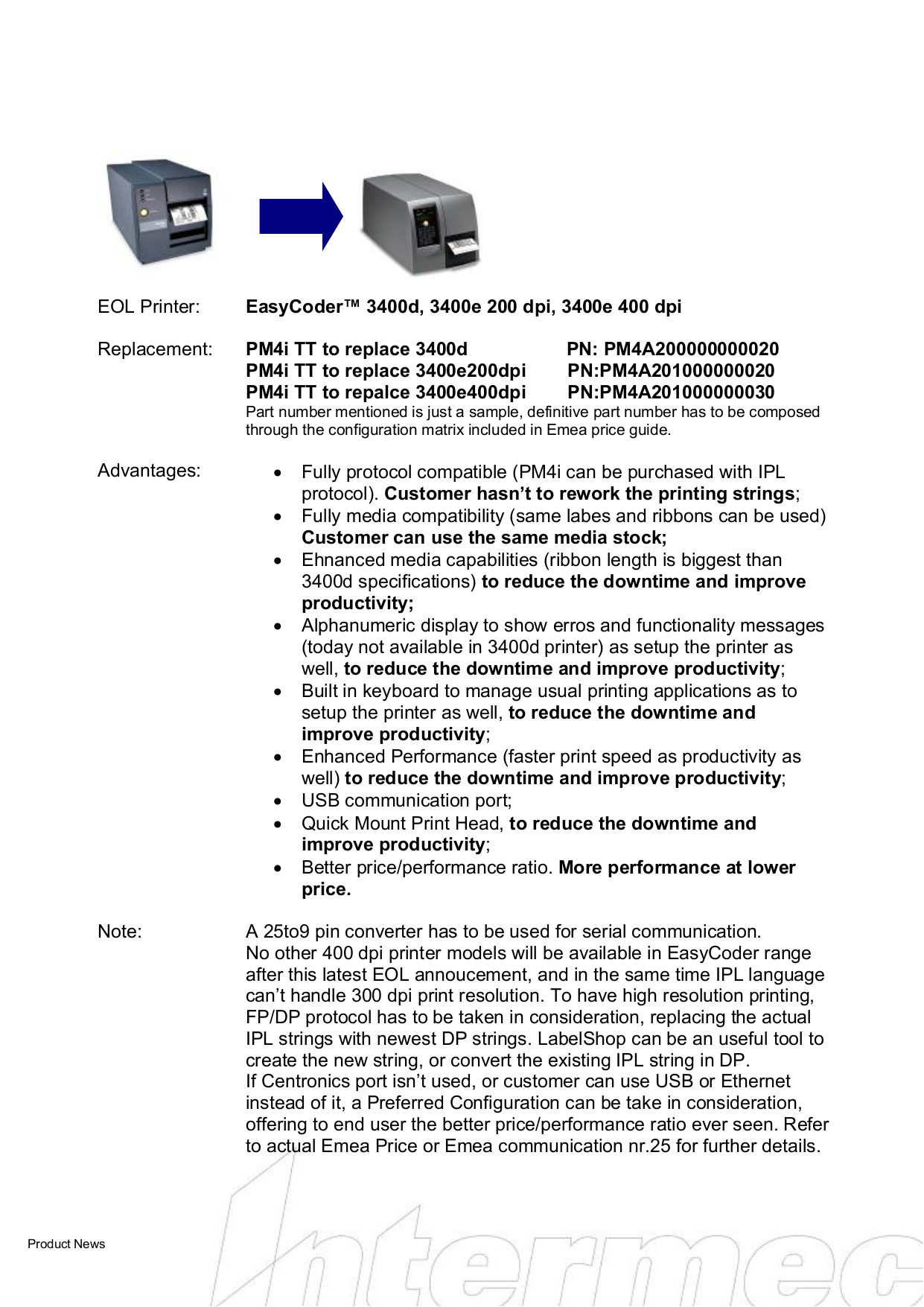 PDF manual for Intermec Printer EasyCoder PX6i