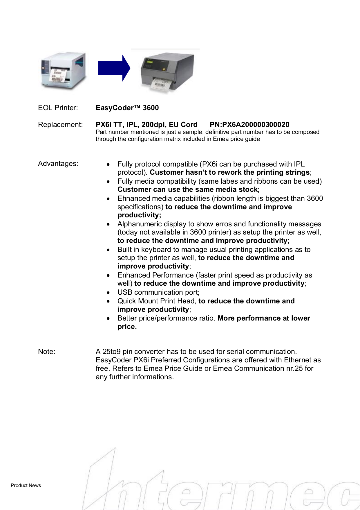PDF manual for Intermec Printer EasyCoder PX6i