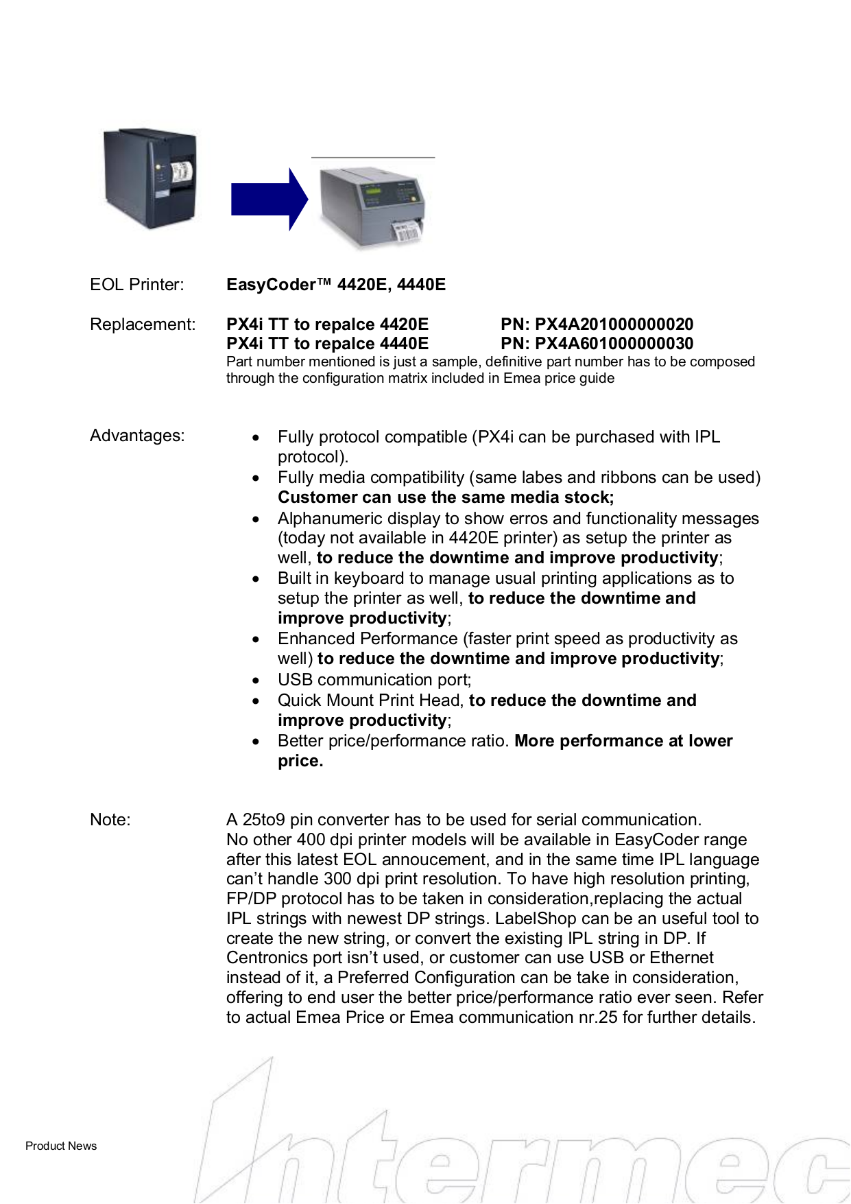 PDF manual for Intermec Printer EasyCoder PX6i