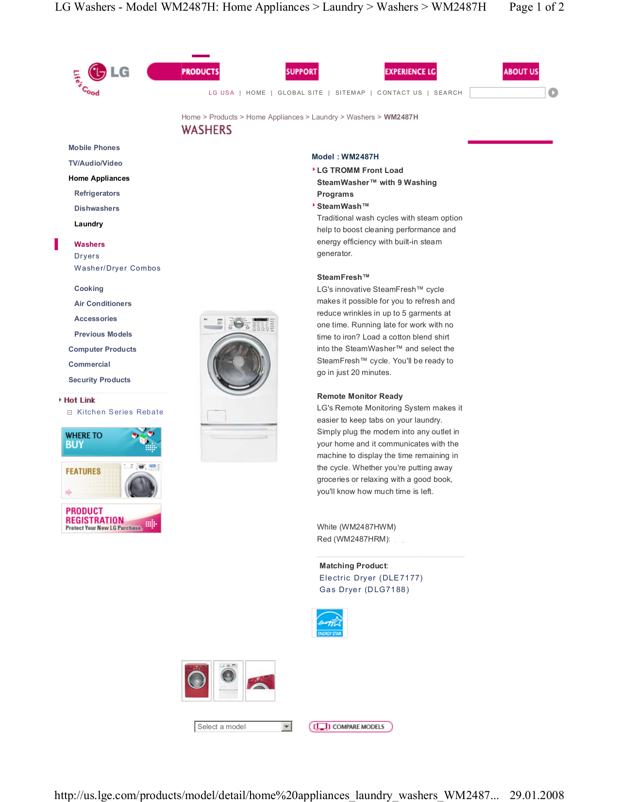 Download free pdf for LG WM2487H Washer manual