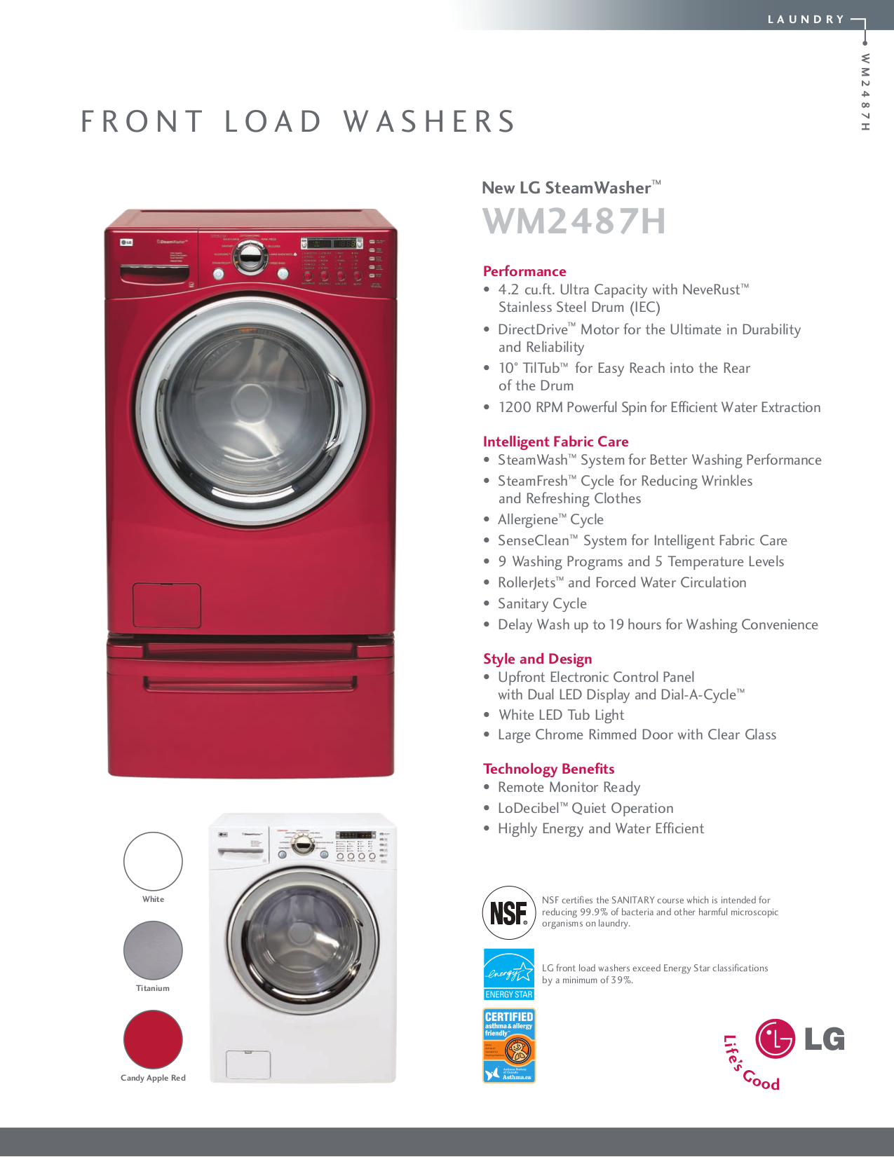 Download free pdf for LG WM2487H Washer manual