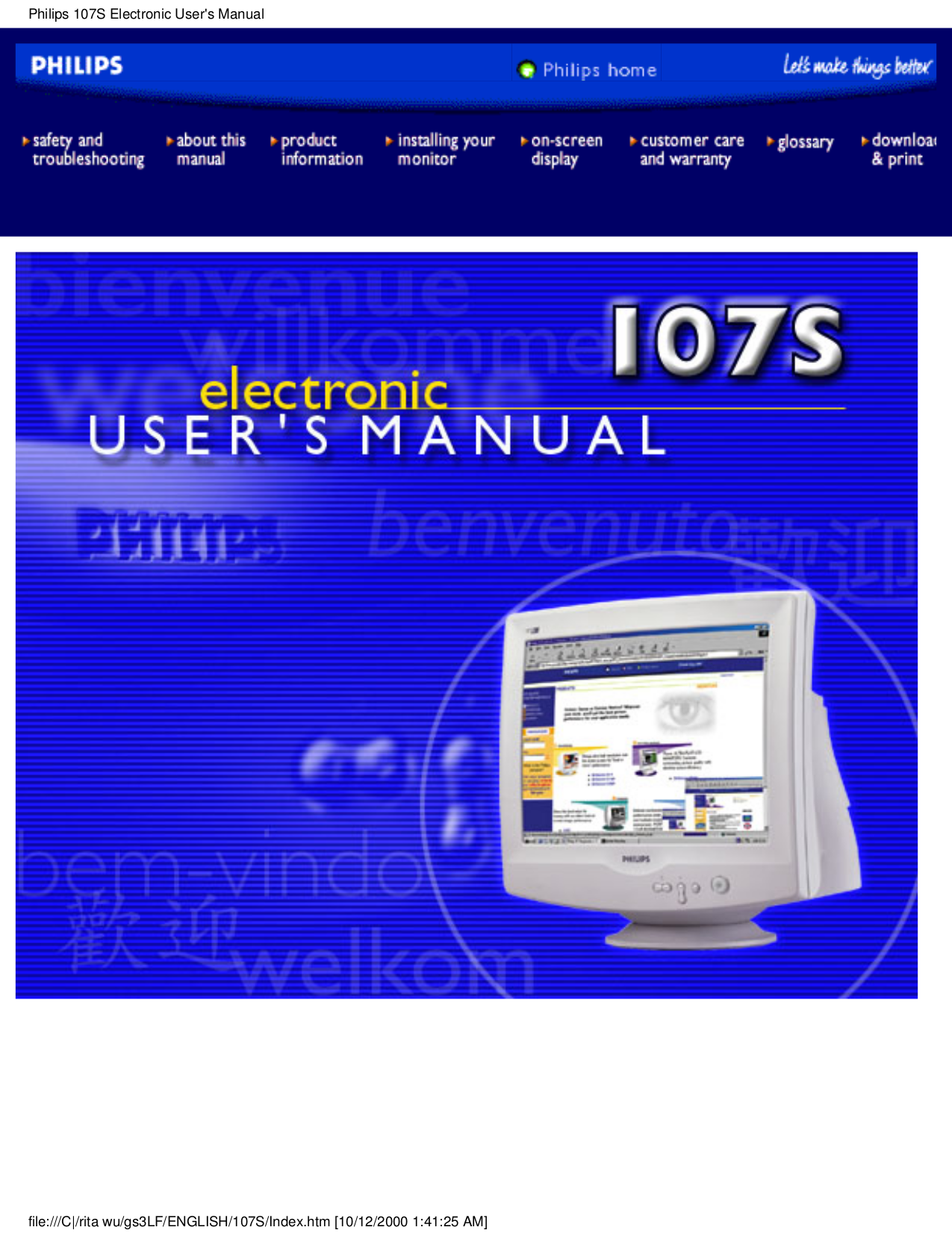 Download free pdf for Philips 107S Monitor manual