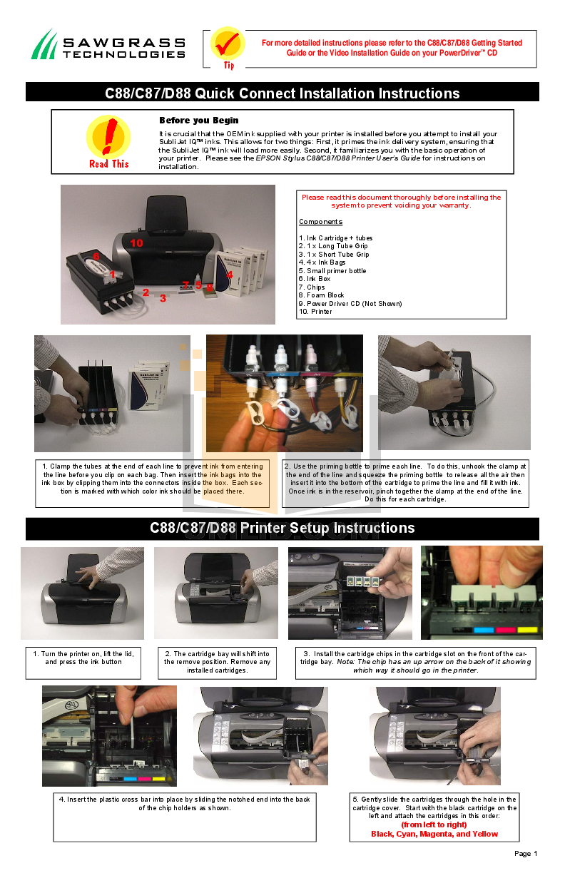 Download free pdf for Epson Stylus D88 Printer manual