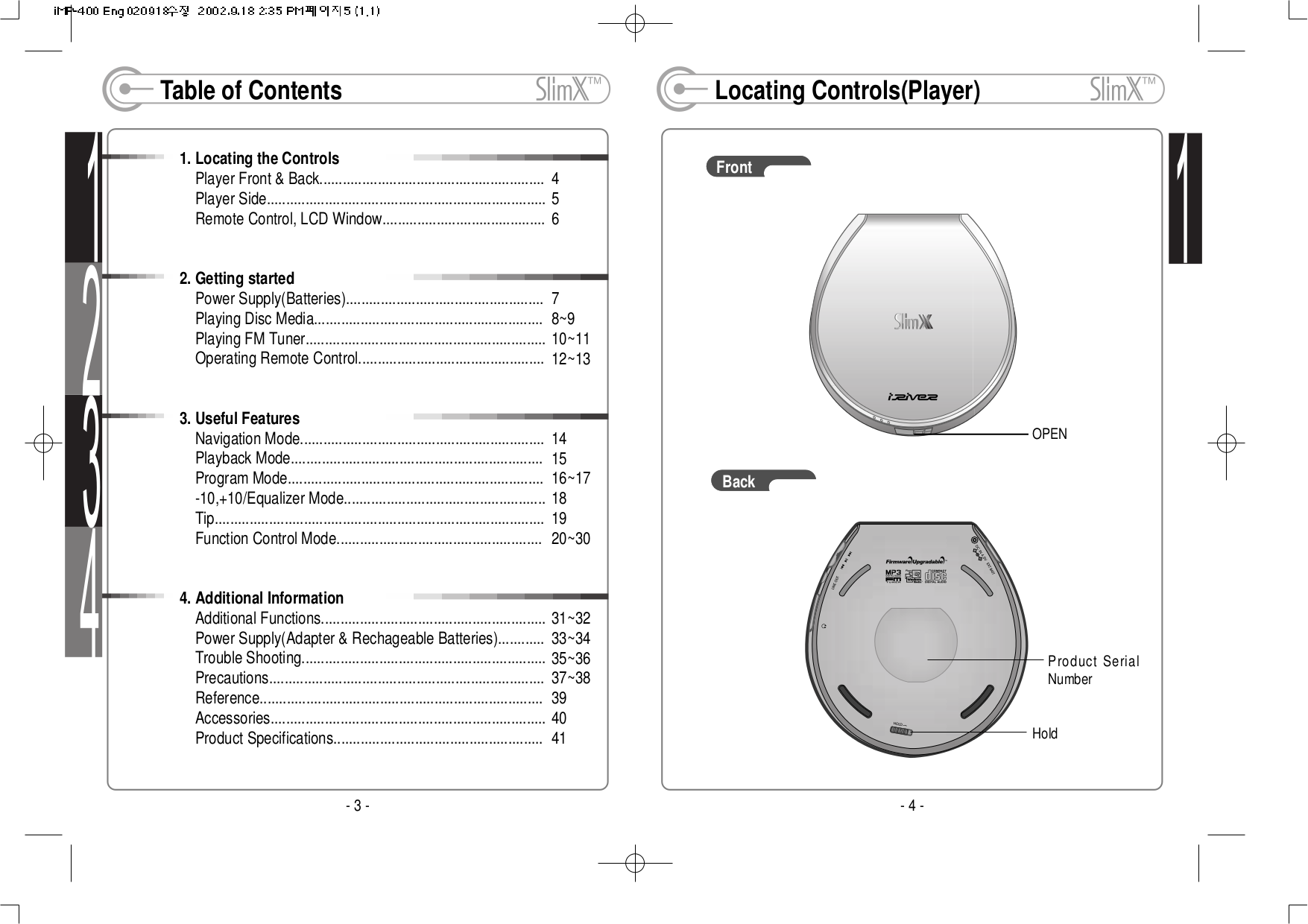PDF manual for iRiver CD Player SlimX iMP-400