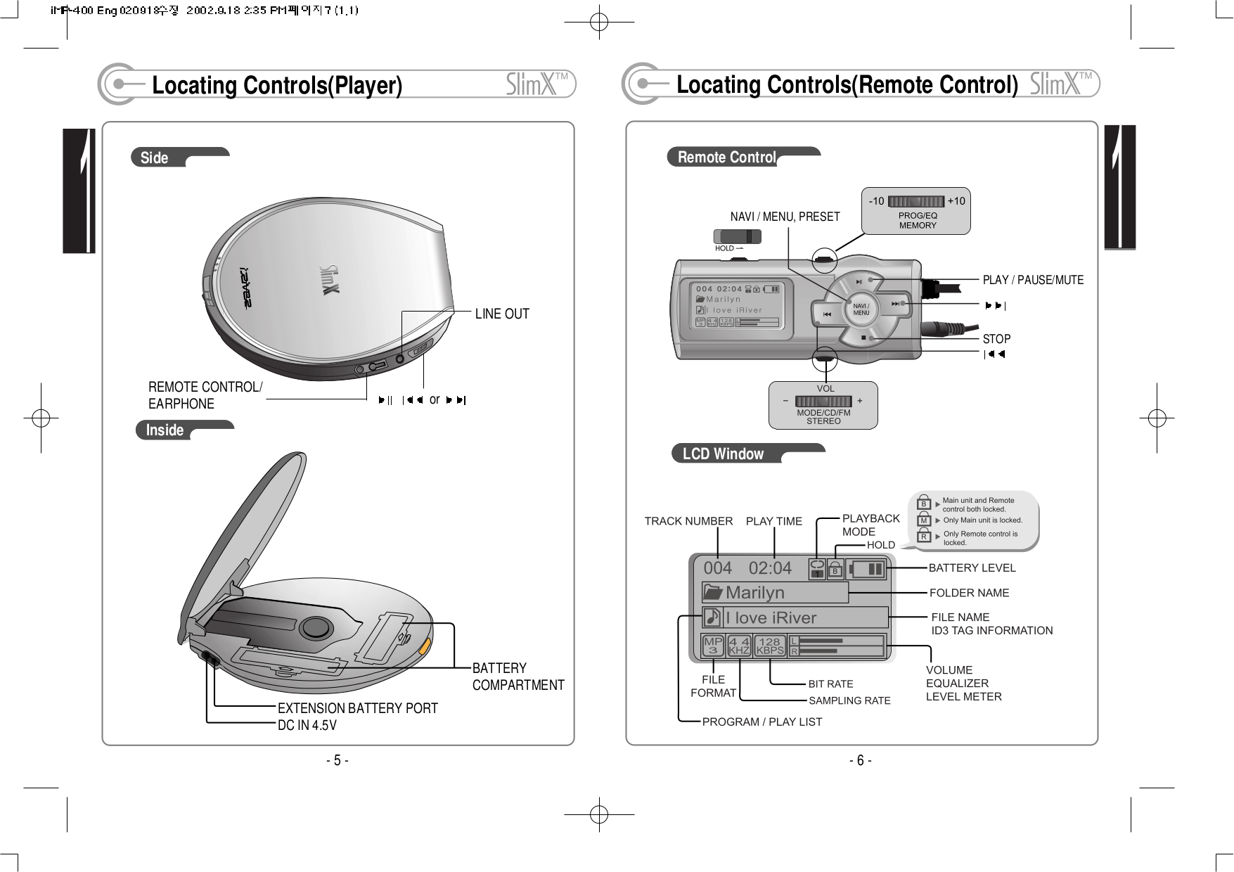 PDF manual for iRiver CD Player SlimX iMP-400