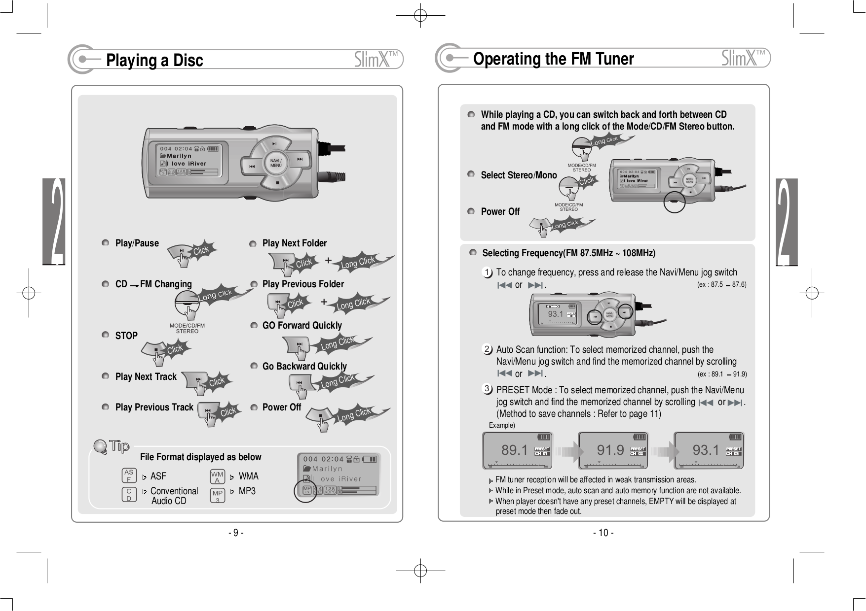 PDF manual for iRiver CD Player SlimX iMP-400