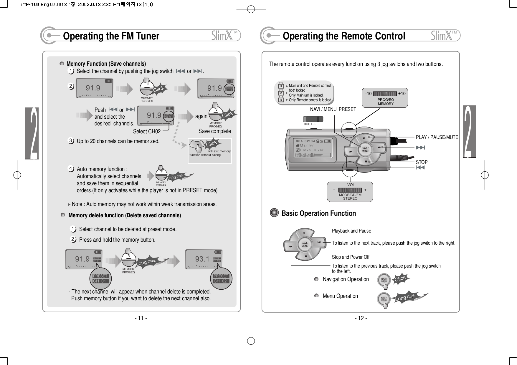 PDF manual for iRiver CD Player SlimX iMP-400