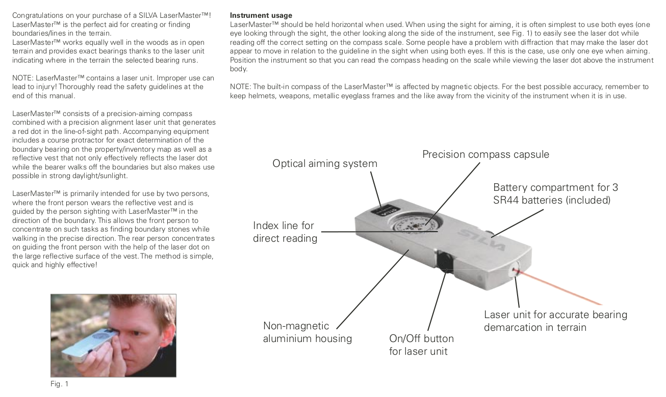 PDF manual for Silva Other LaserMaster Compasses