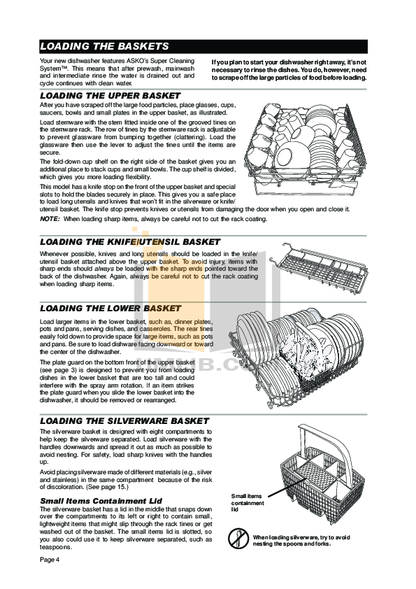 PDF manual for Asko Dishwasher D3530