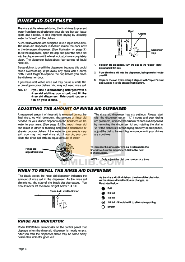 PDF manual for Asko Dishwasher D3530