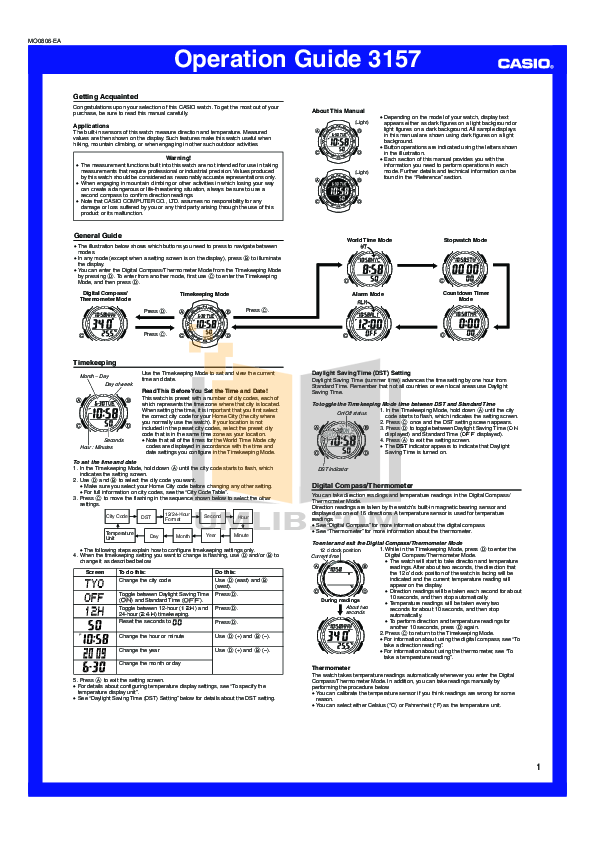 Download free pdf for Casio SGW100B-3V Watch manual