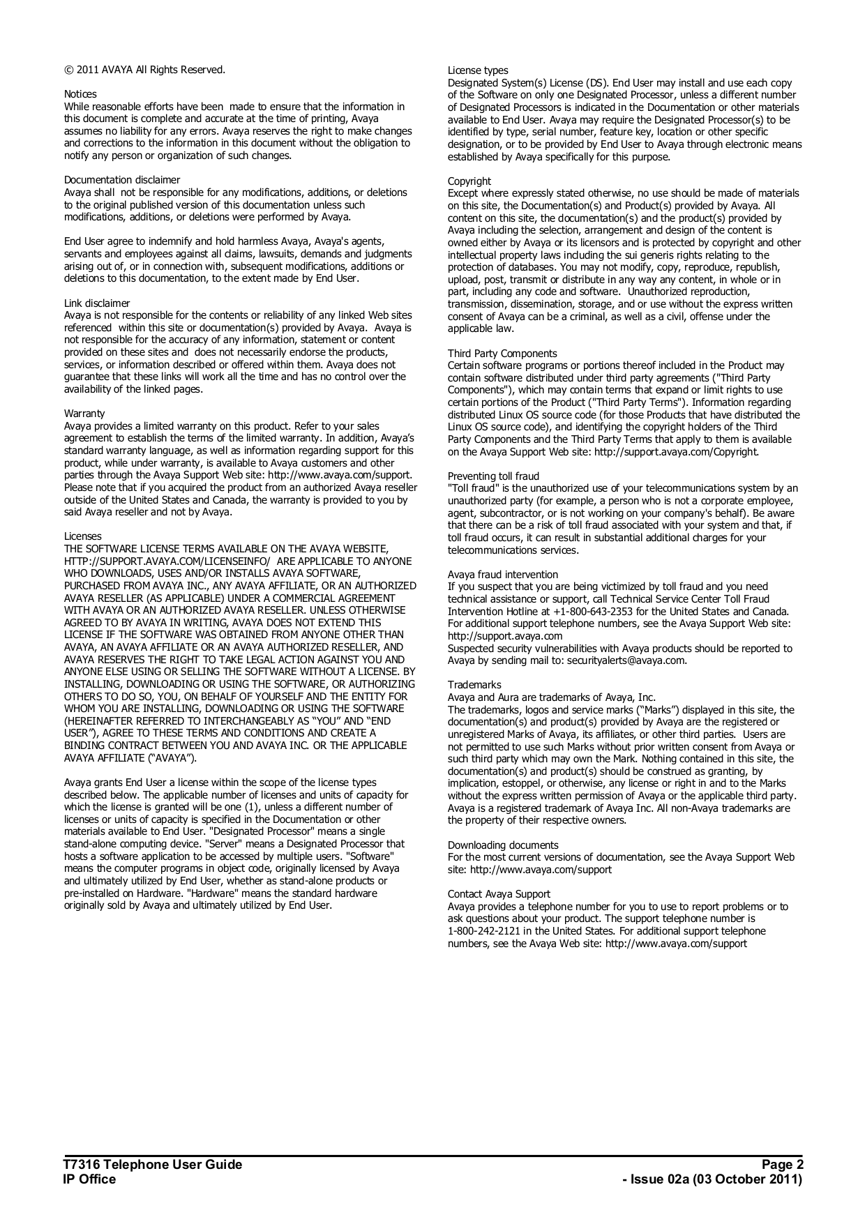 PDF manual for Nortel Telephone T7316