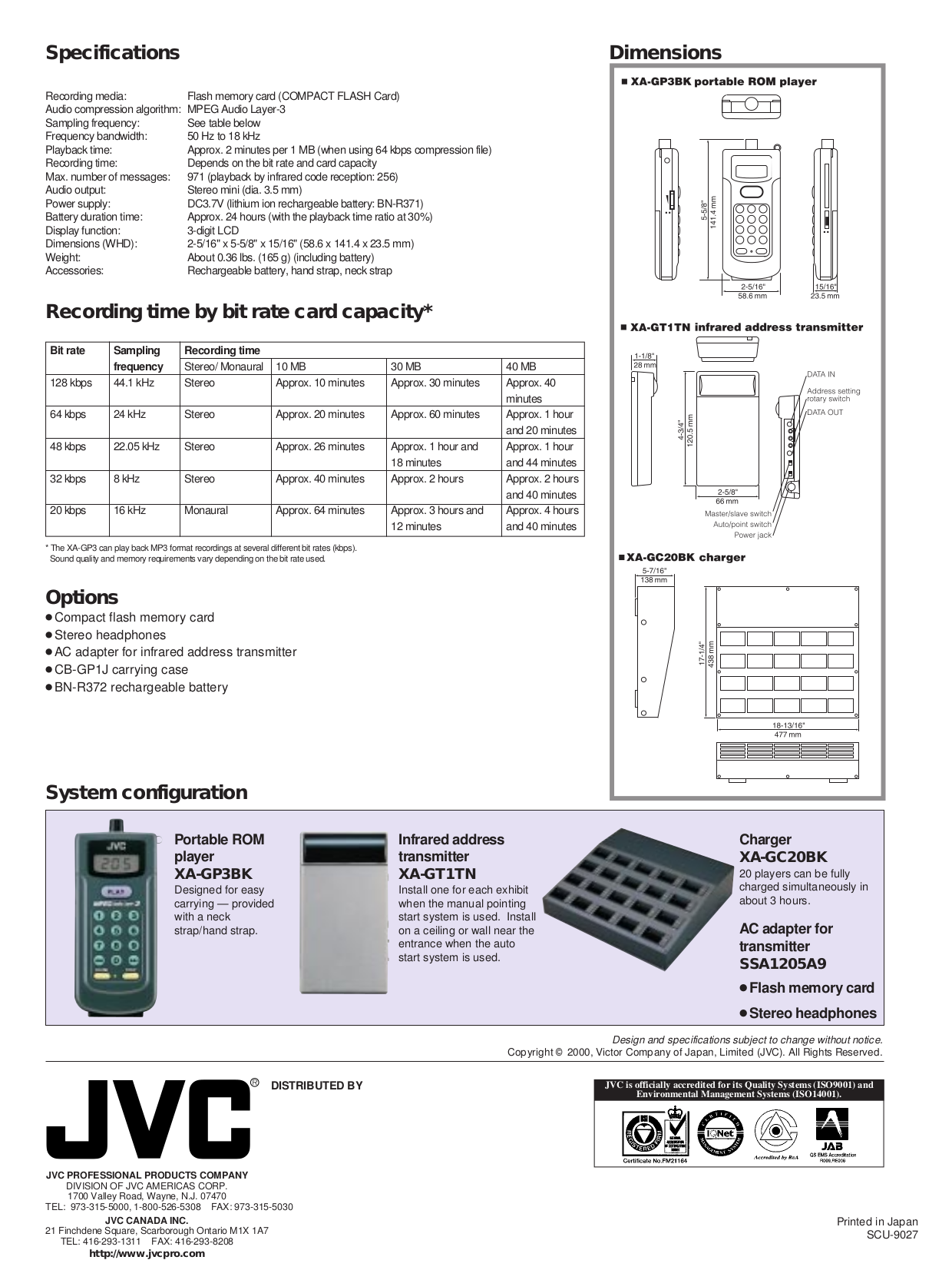 PDF manual for JVC MP3 Player XA-GC20BK