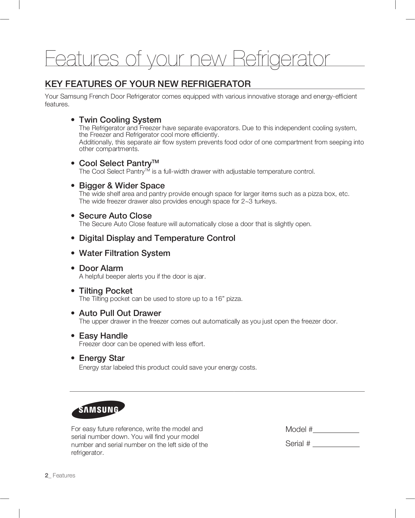 PDF manual for Samsung Refrigerator RF266ABPN