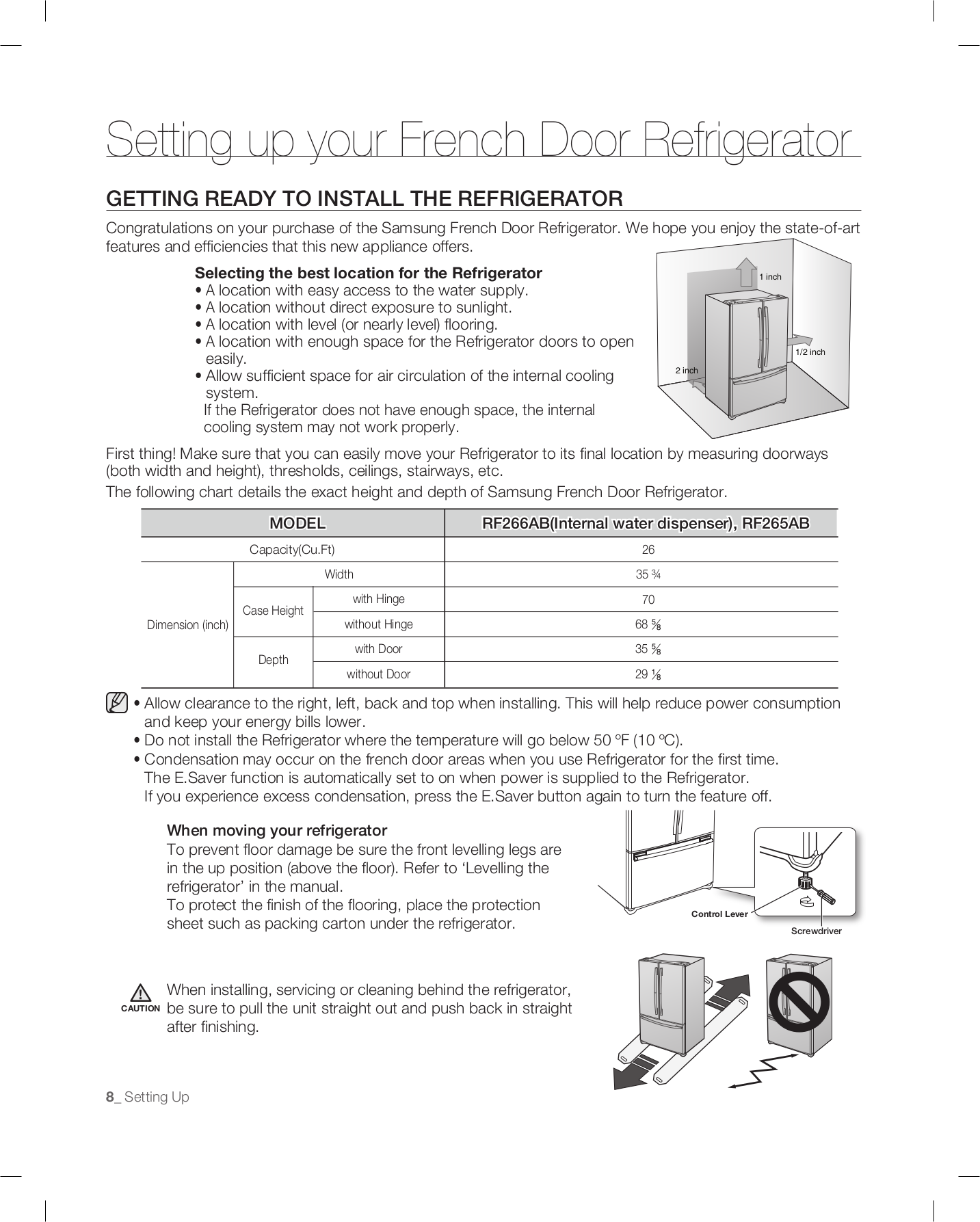 PDF manual for Samsung Refrigerator RF266ABPN