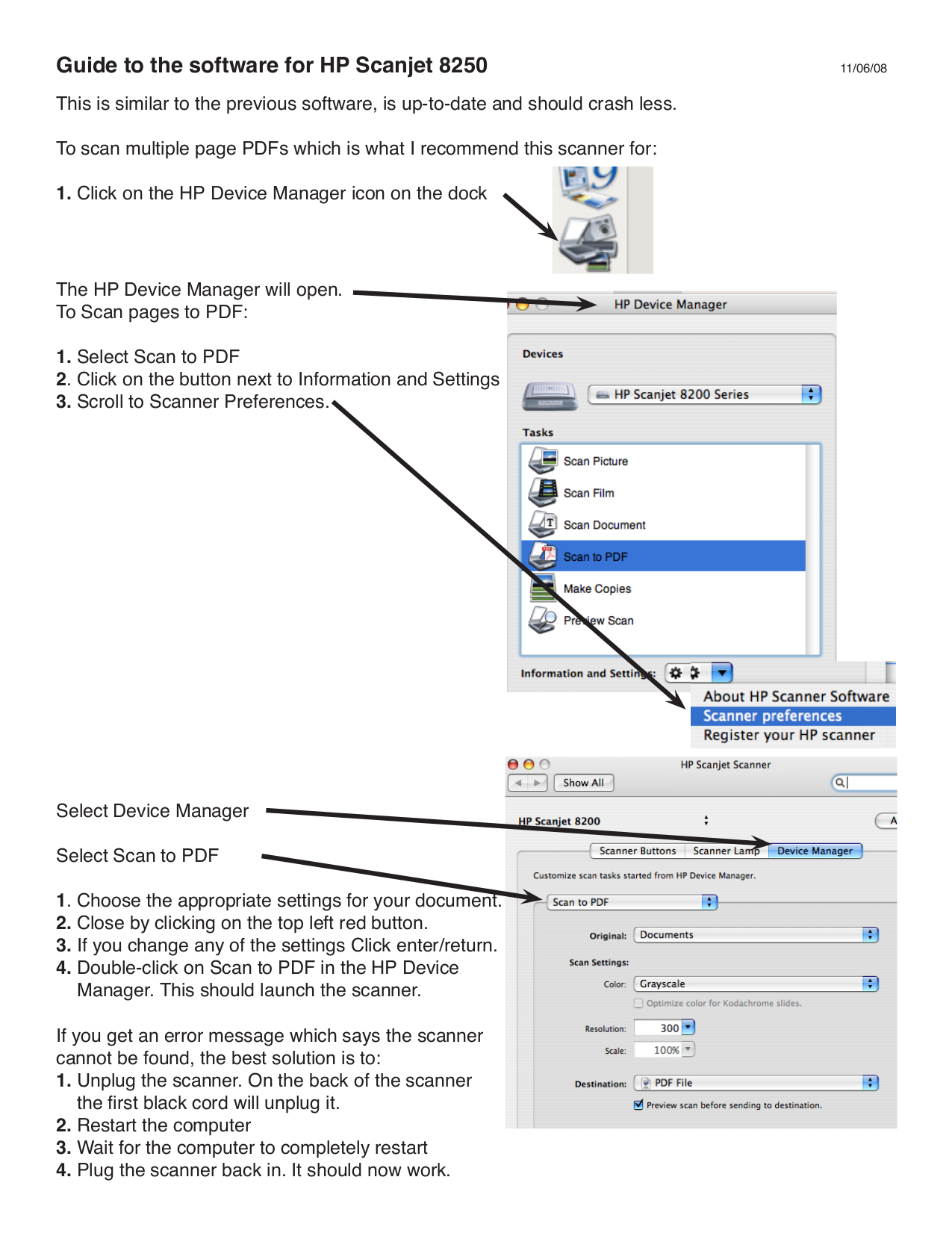 Download free pdf for HP Scanjet 8250 Scanner manual