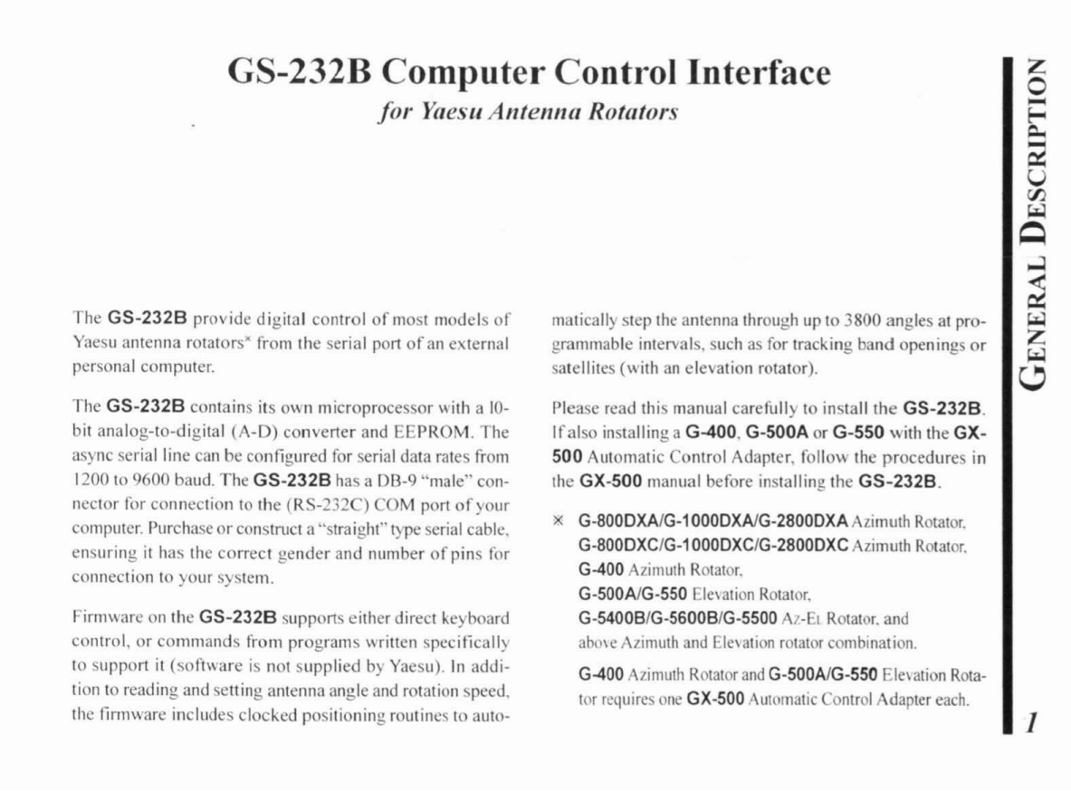 PDF manual for Yaesu Other G-550 Rotator