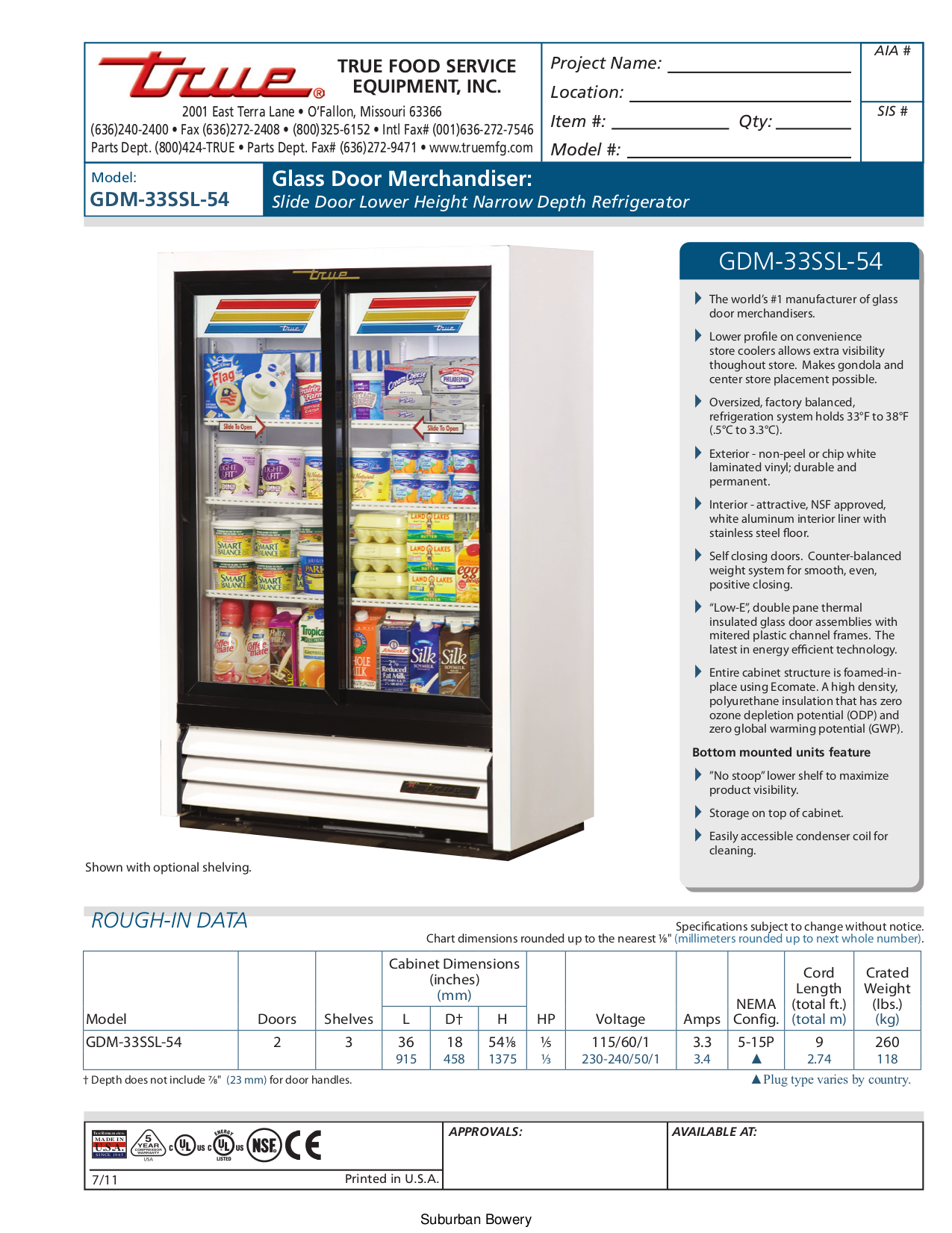 Download free pdf for True GDM-33SSL-54 Refrigerator manual