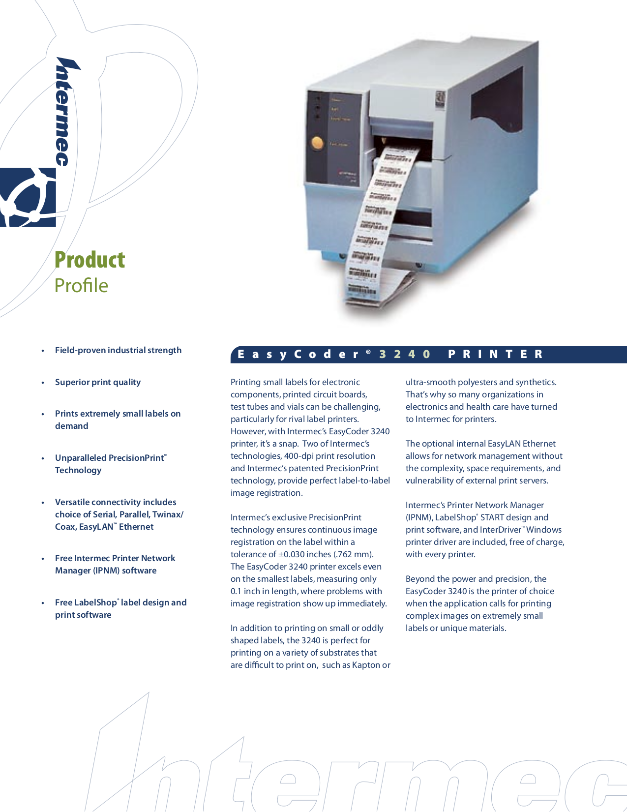 Download free pdf for Intermec EasyCoder 3240 Printer manual