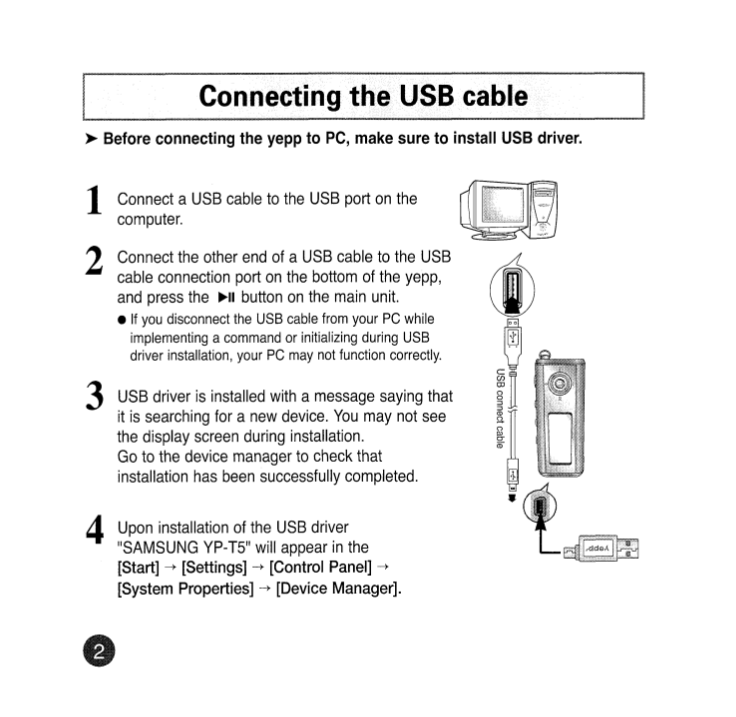 PDF manual for Samsung MP3 Player yePP YP-T5