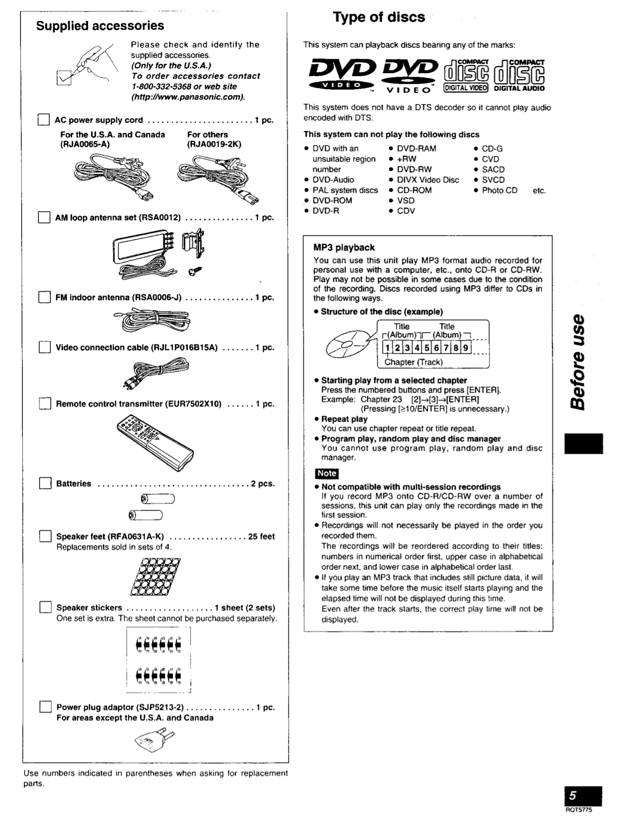 PDF manual for Panasonic Home Theater SA-HT65