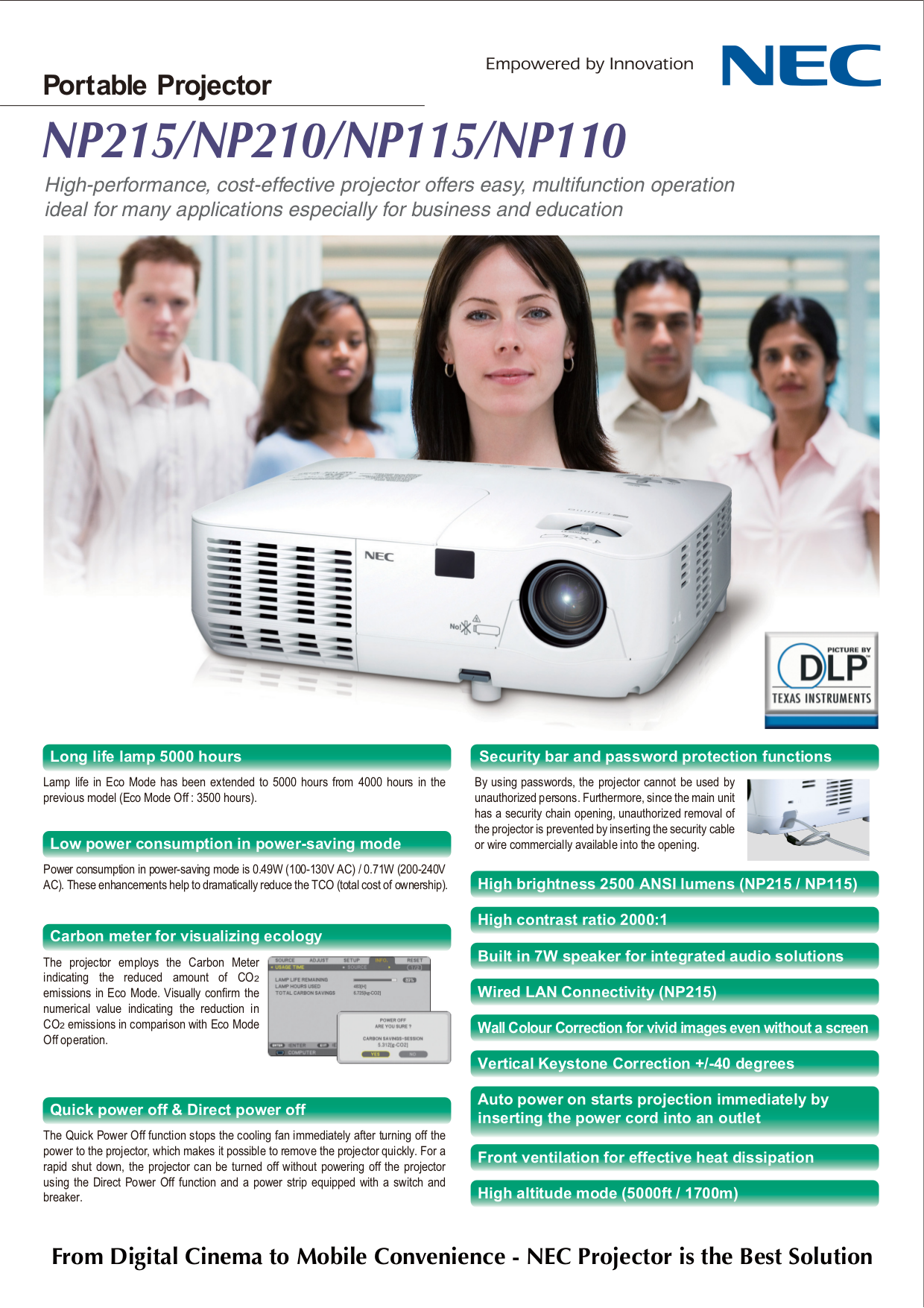 PDF manual for NEC Projector NP110