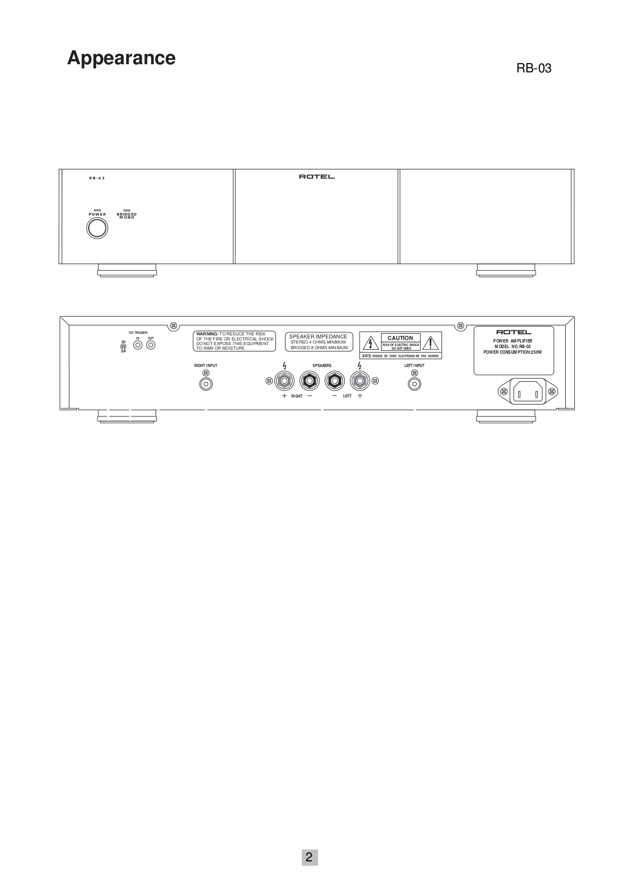 PDF manual for Rotel Amp RB-06