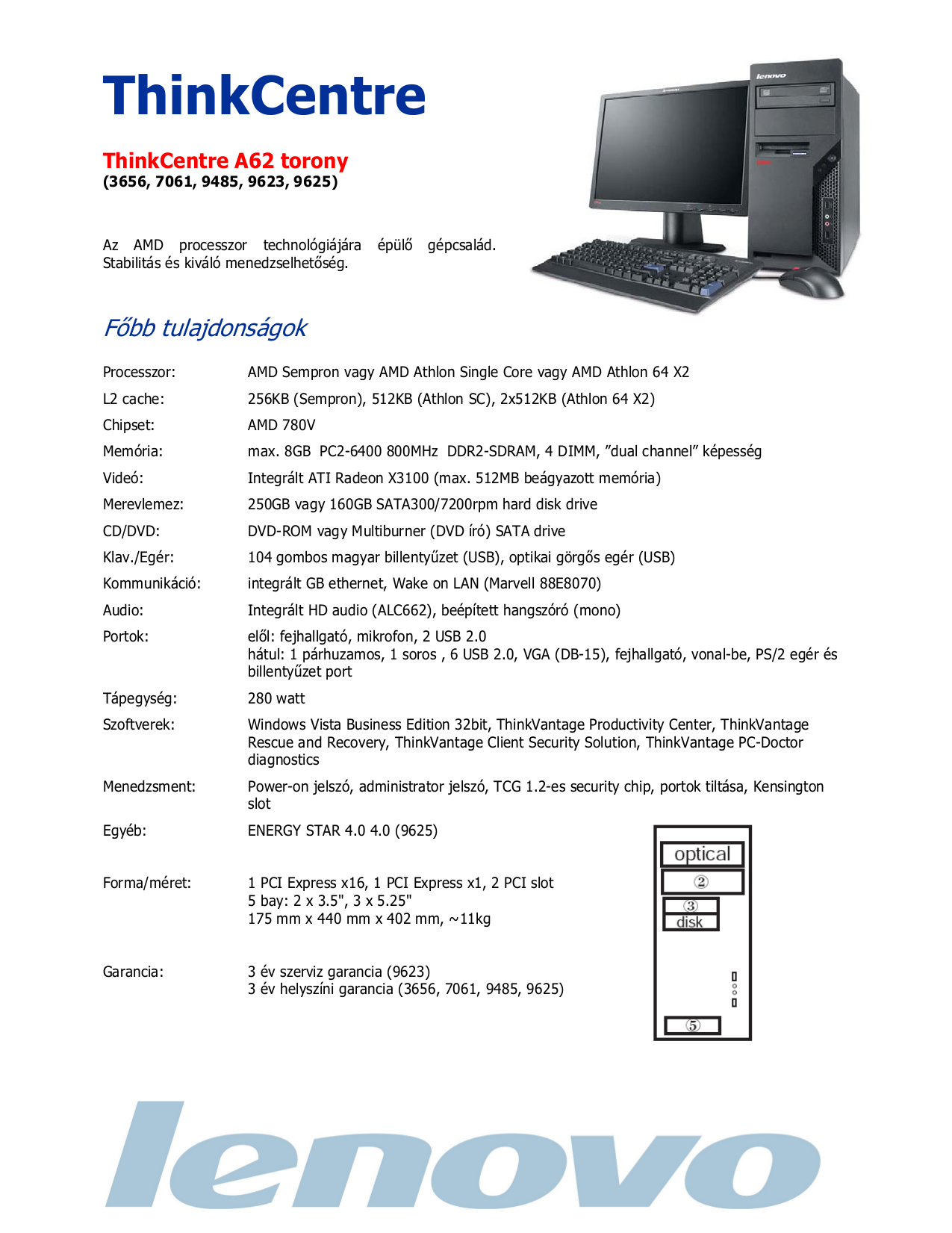 Download free pdf for Lenovo ThinkCentre A62 9485 Desktop manual