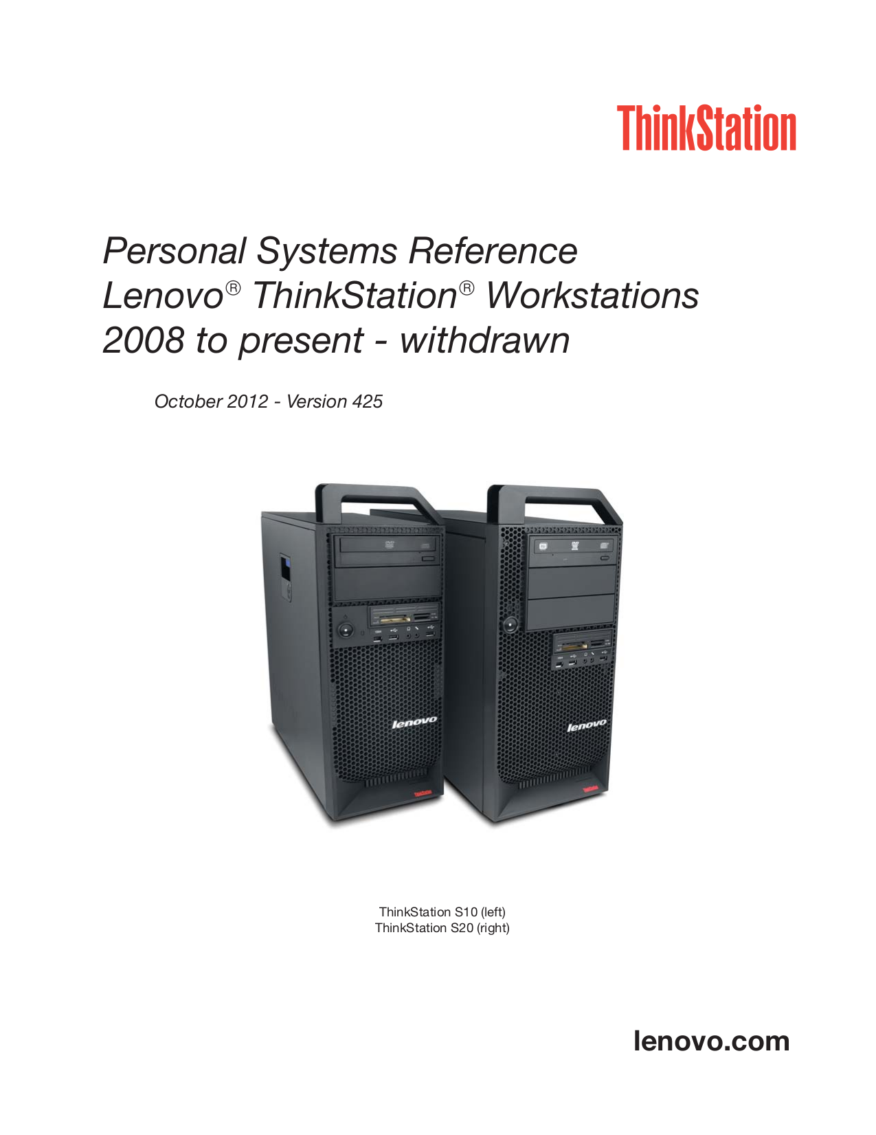PDF manual for Lenovo Desktop ThinkStation S10 6423