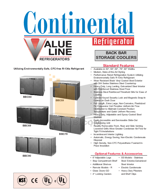 Download free pdf for Continental 1R-GD Refrigerator manual