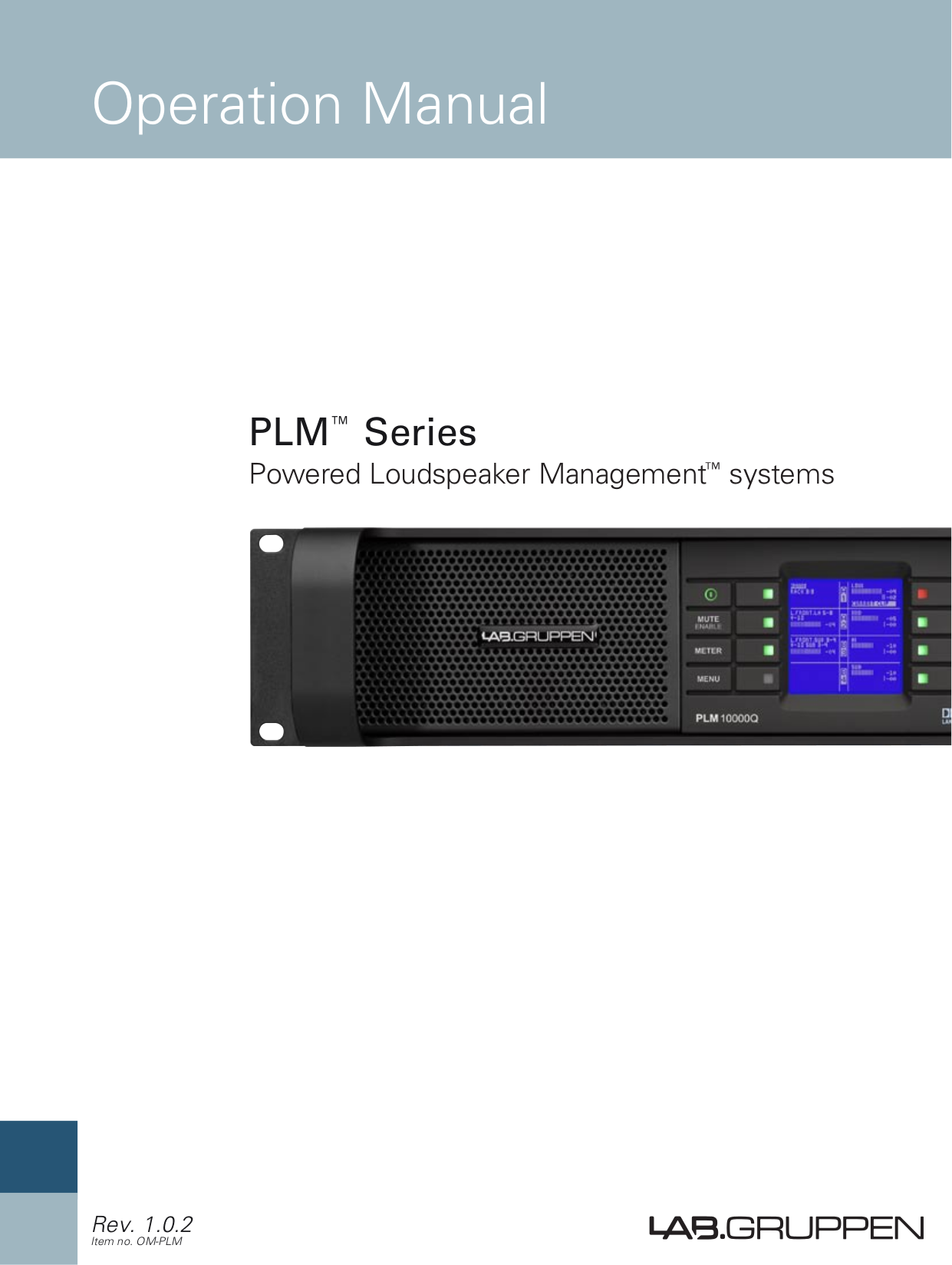Download free pdf for Lab.gruppen PLM Series PLM 10000Q Amp manual
