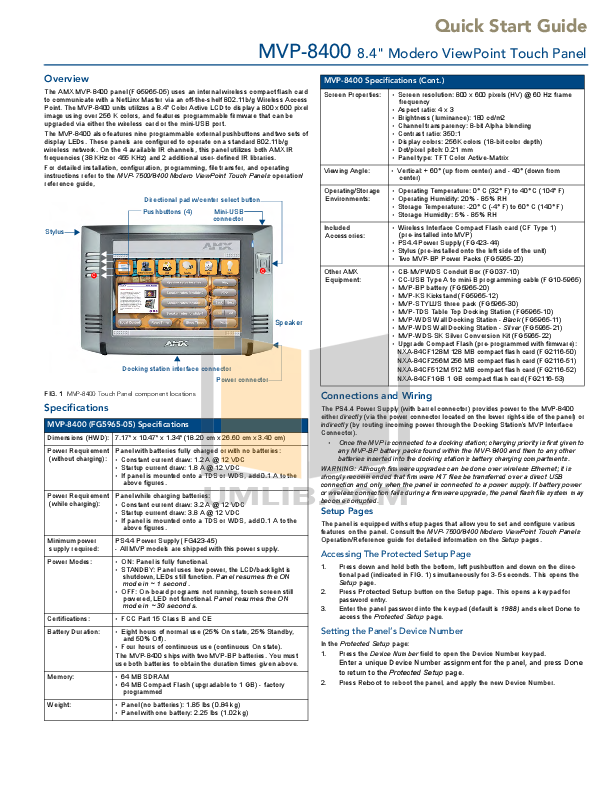 Download free pdf for Amx MVP-KS KickStand Other manual